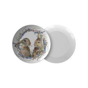 Spring Bunnies Dinner Plate Easter Rabbits Plate Set | Etsy