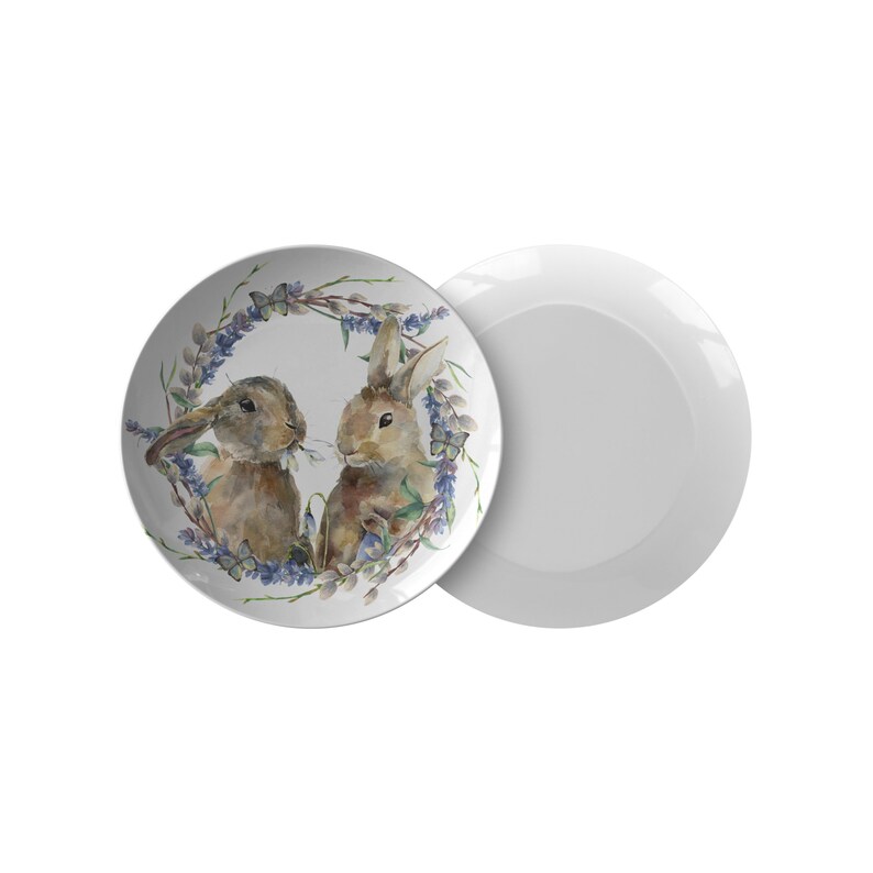 Spring Bunnies Dinner Plate Easter Rabbits Plate Set | Etsy