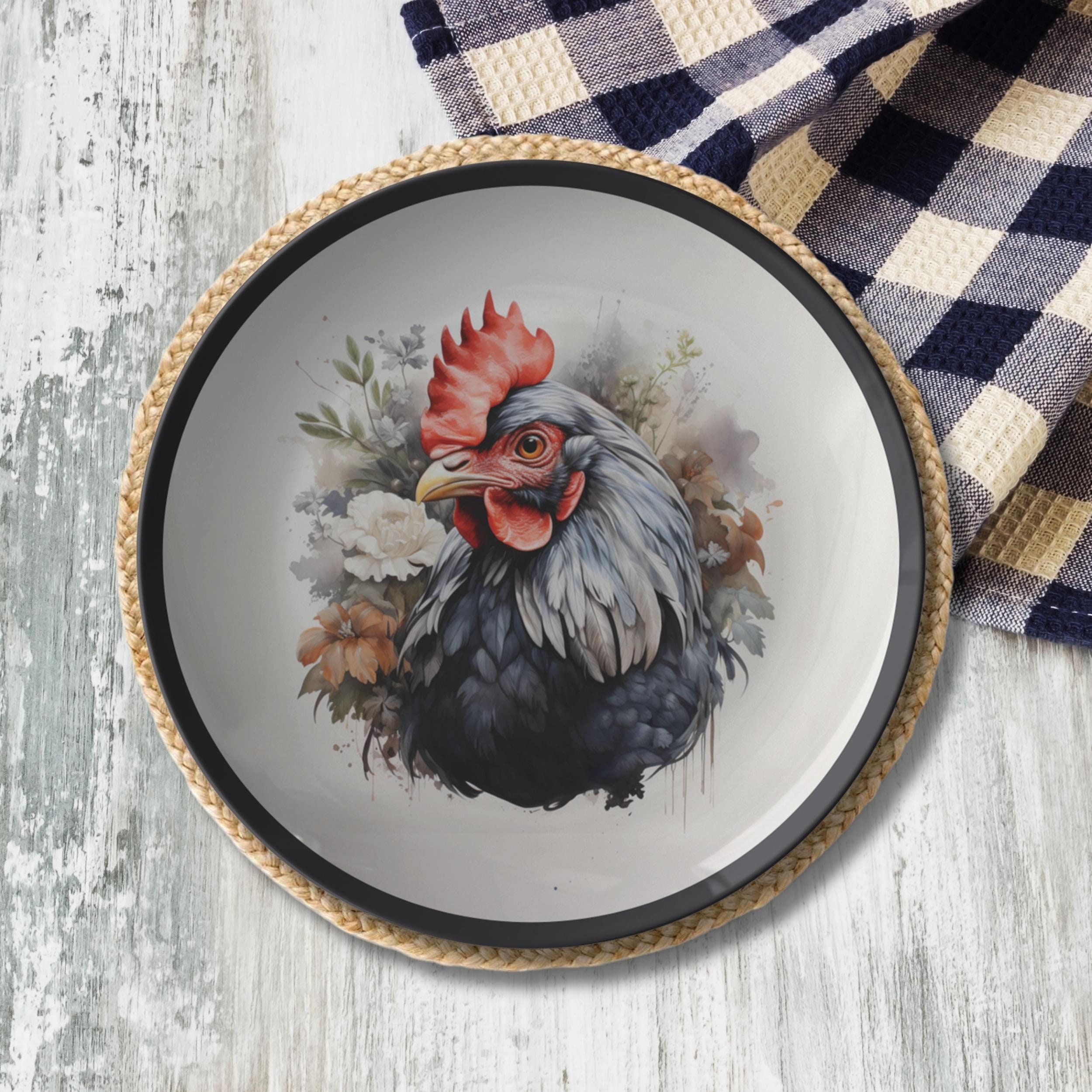 Chicken Plate Farmhouse Chicken Dinnerware Chicken Table - Etsy