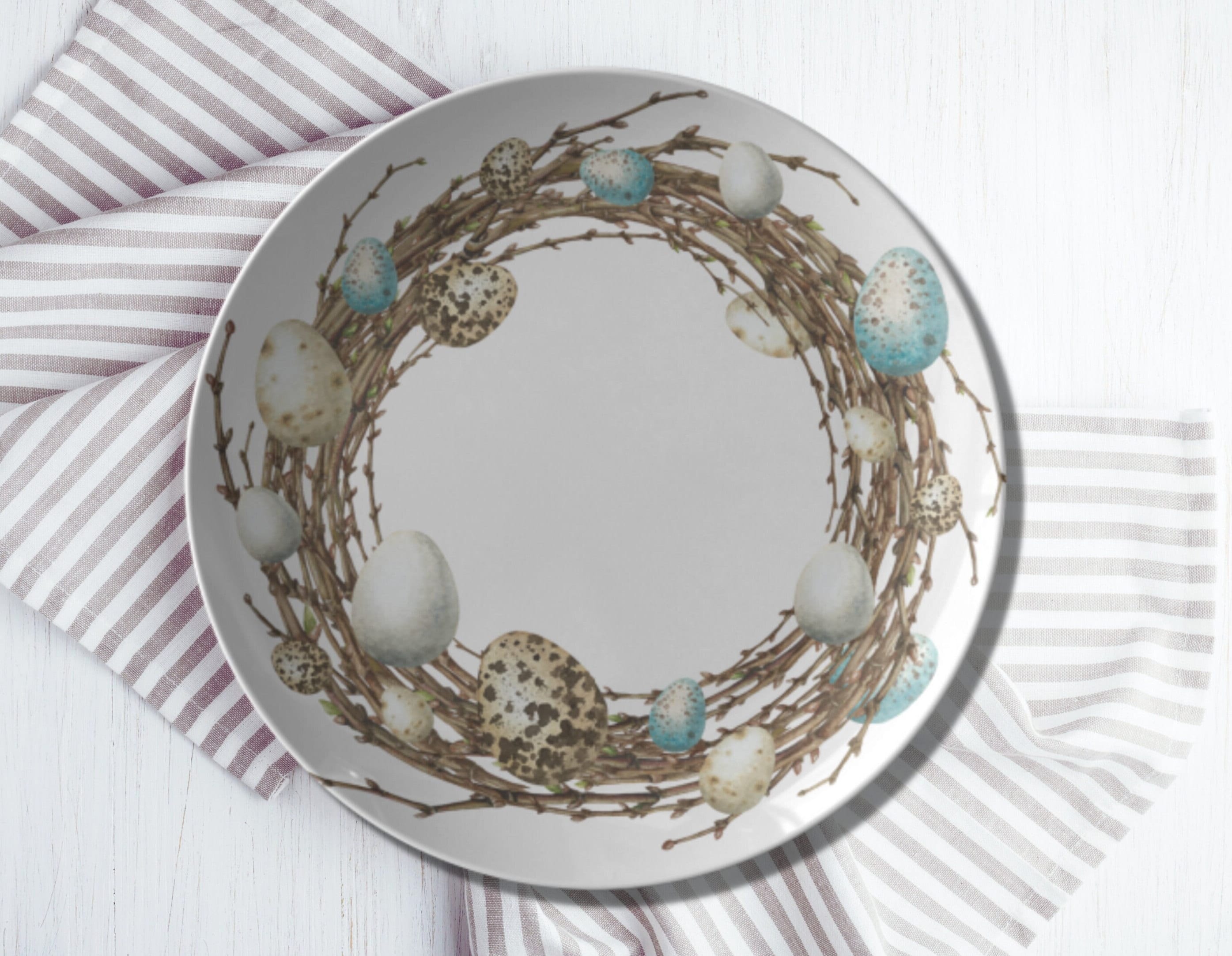 Easter Dinner Plate Spring Wreath Egg Floral Plates Easter Plate Set ...