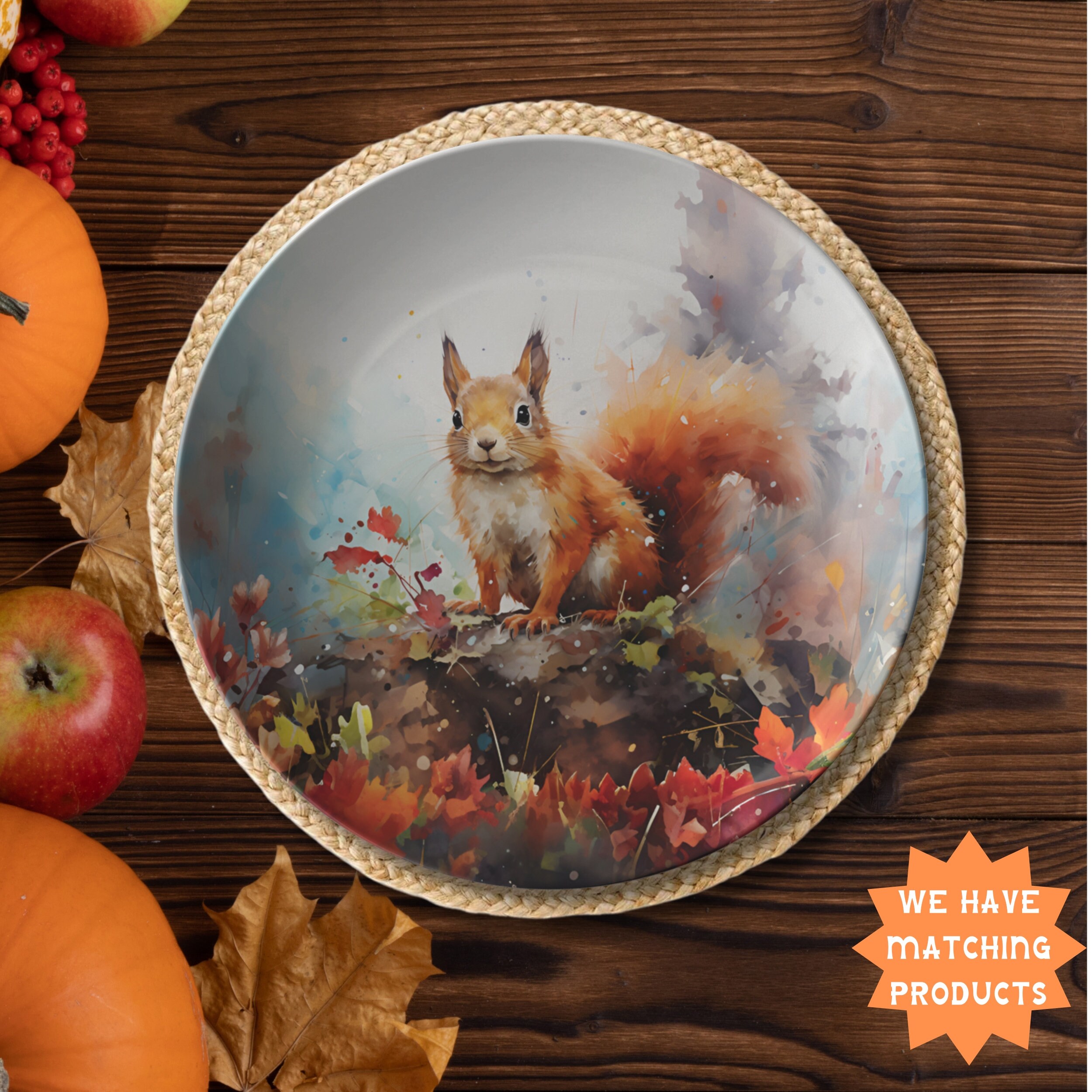 Squirrel Platter - Squirrel Dinnerware, Fall Table Decor, Thanksgiving ...