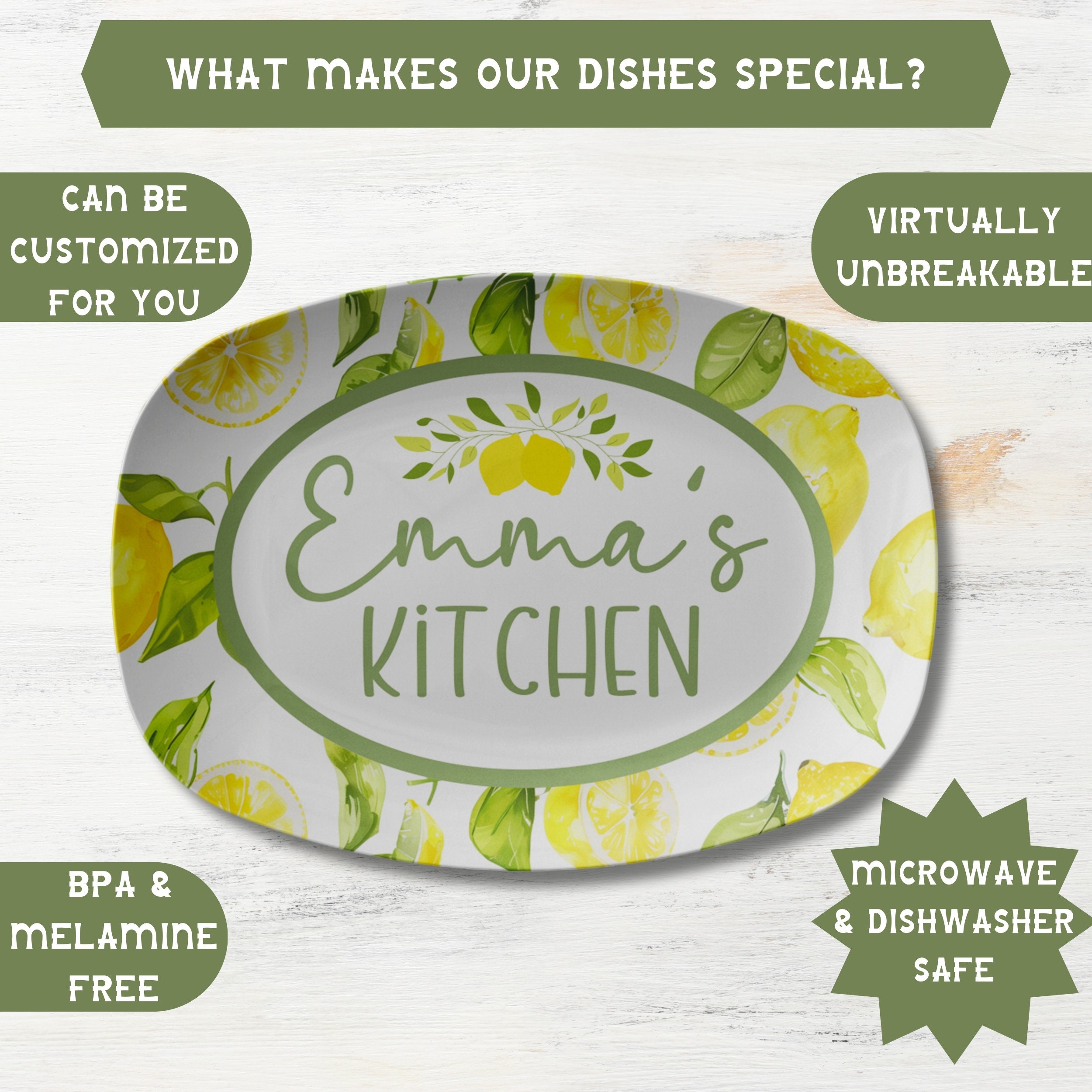 Personalized Lemon Platter Custom Kitchen Platter, Summer Dinnerware ...