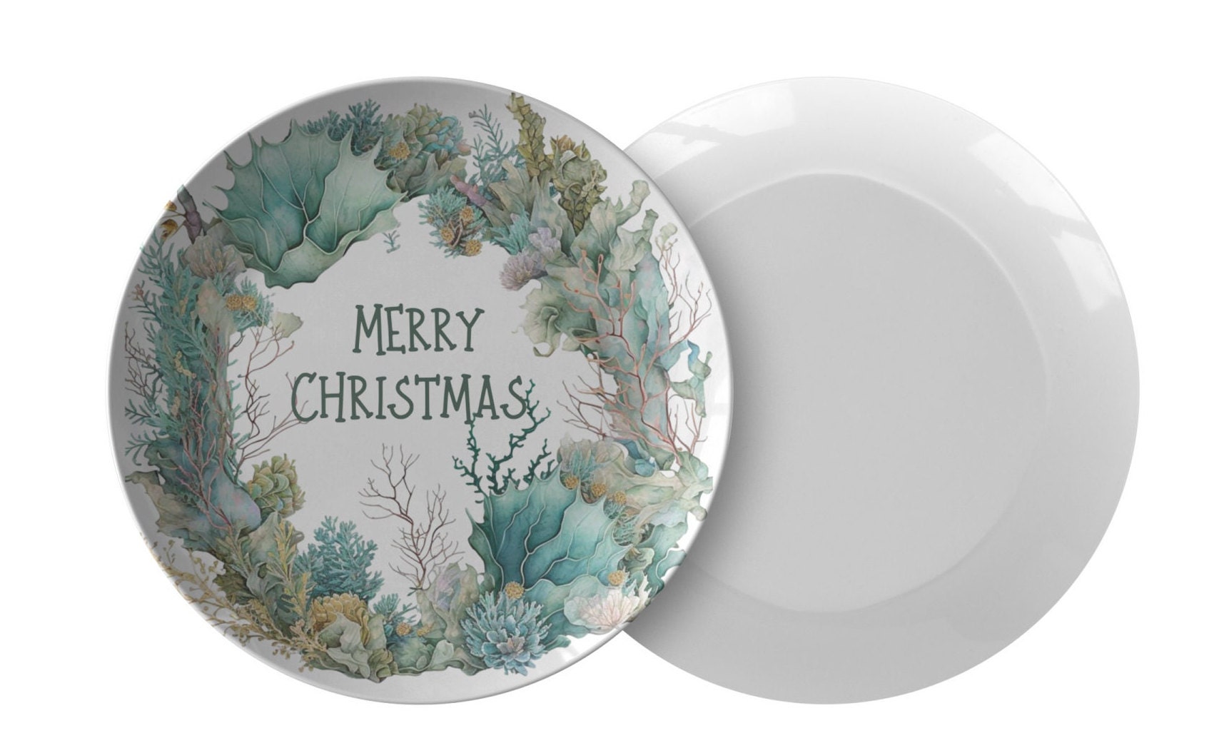 Coastal Christmas Plate, Coastal Dinnerware, Coastal Beach Christmas ...