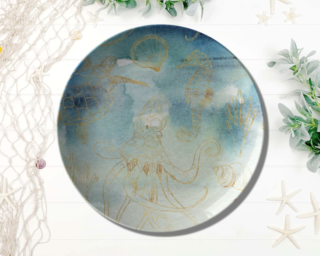 Costal Dinnerware - Sea Animal Dinner Plate, Ocean Themed Dinner Plates ...