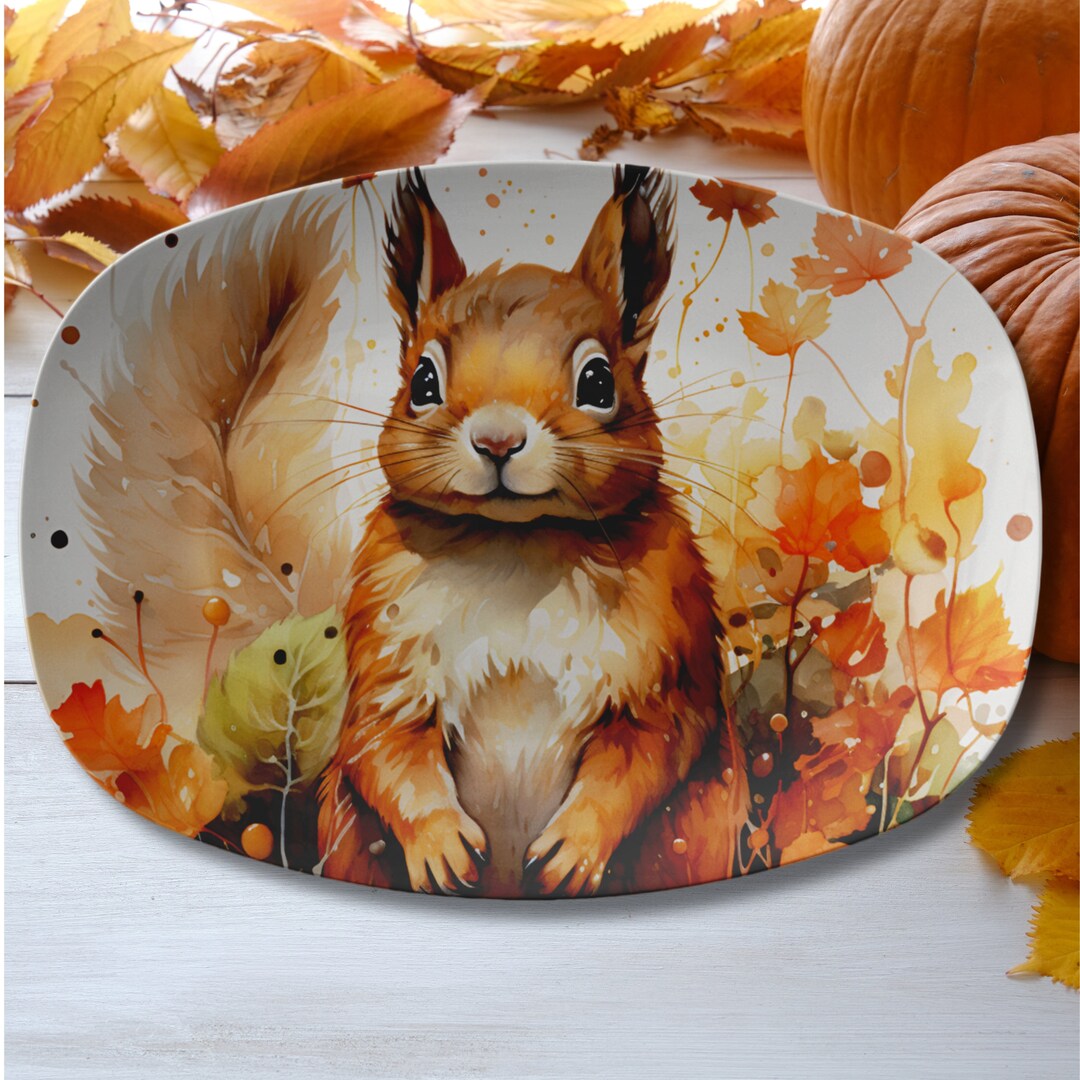Squirrel Platter - Squirrel Dinnerware, Fall Table Decor, Thanksgiving ...