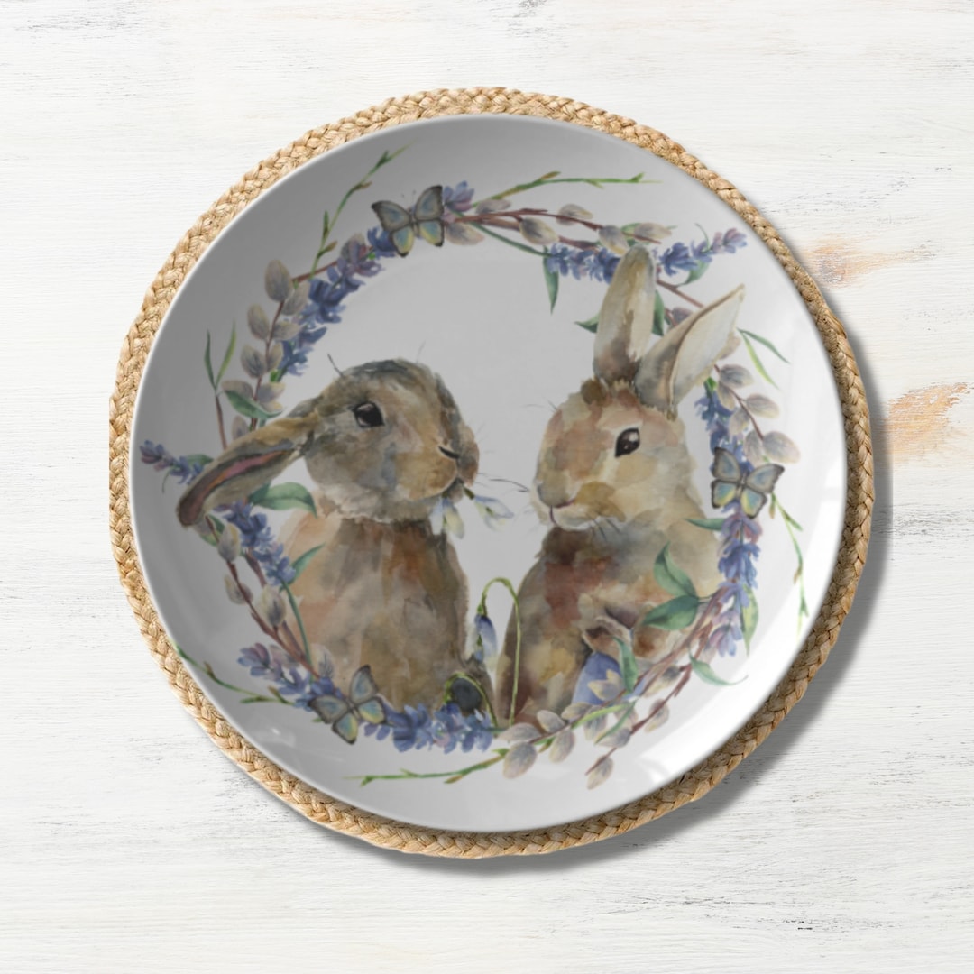Spring Bunnies Dinner Plate - Easter Rabbits Plate, Easter Dinnerware ...