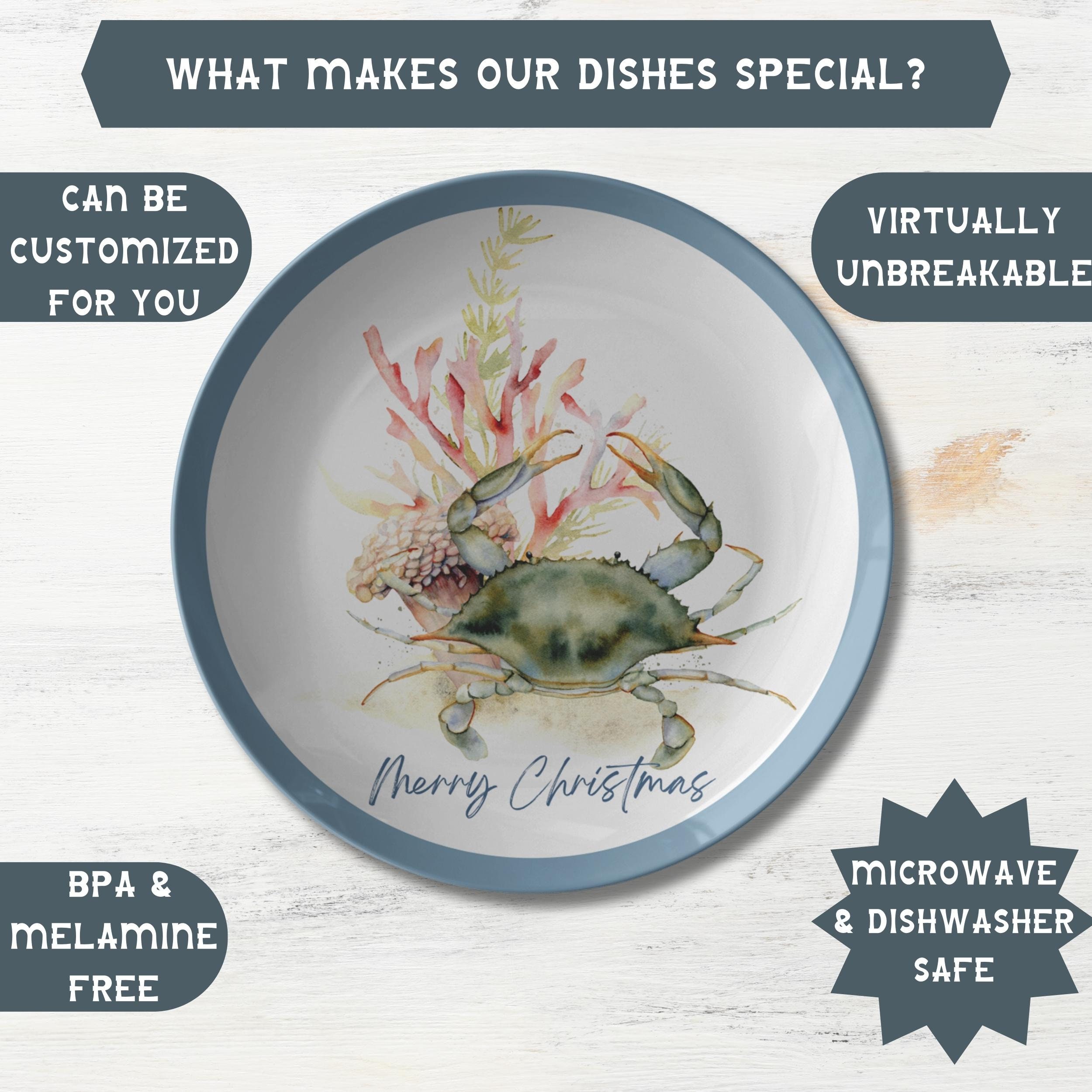 Coastal Christmas Plate, Beach Dinnerware, Coastal Beach Christmas ...