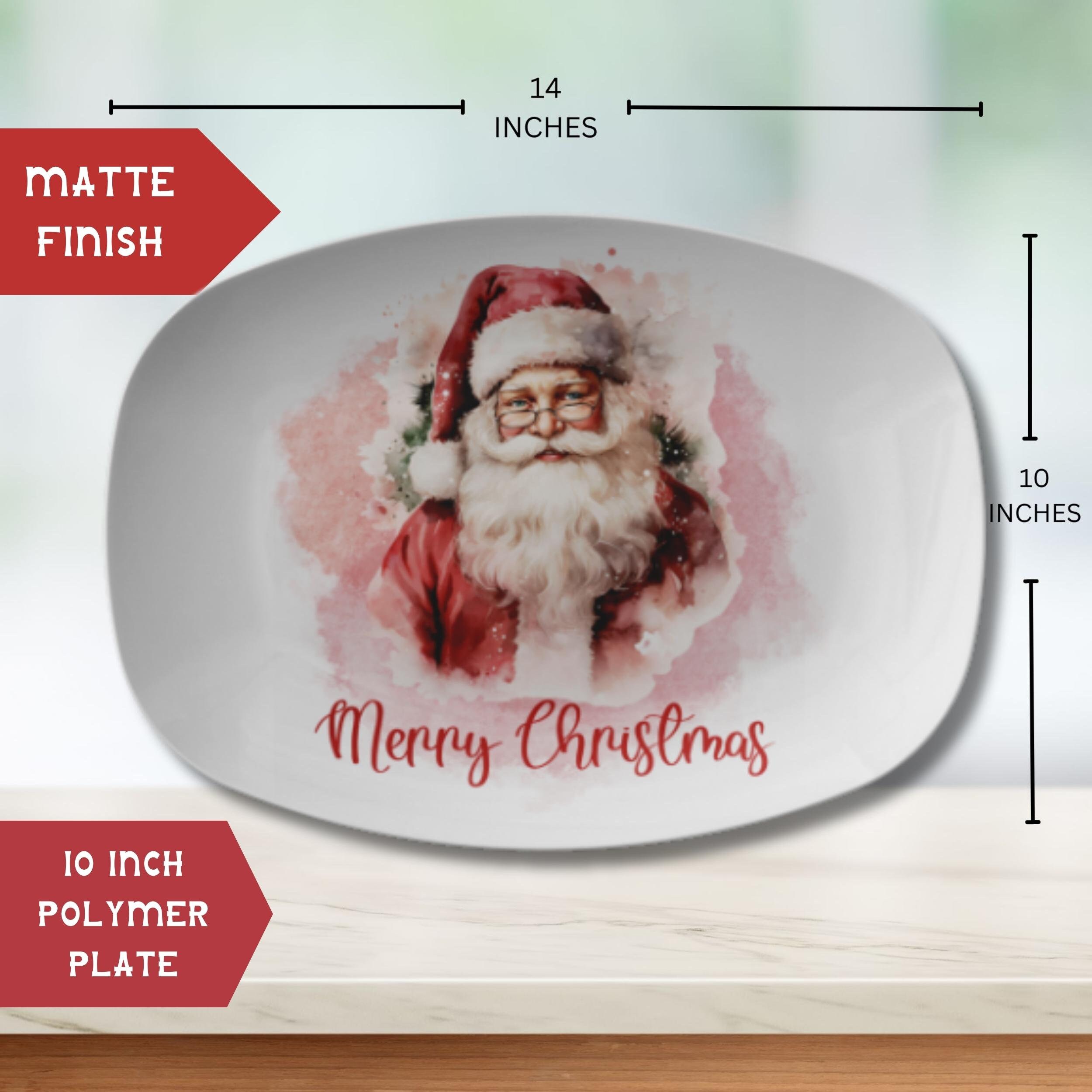 Merry Christmas Santa Platter Christmas Dinnerware Santa Kitchen Decor ...