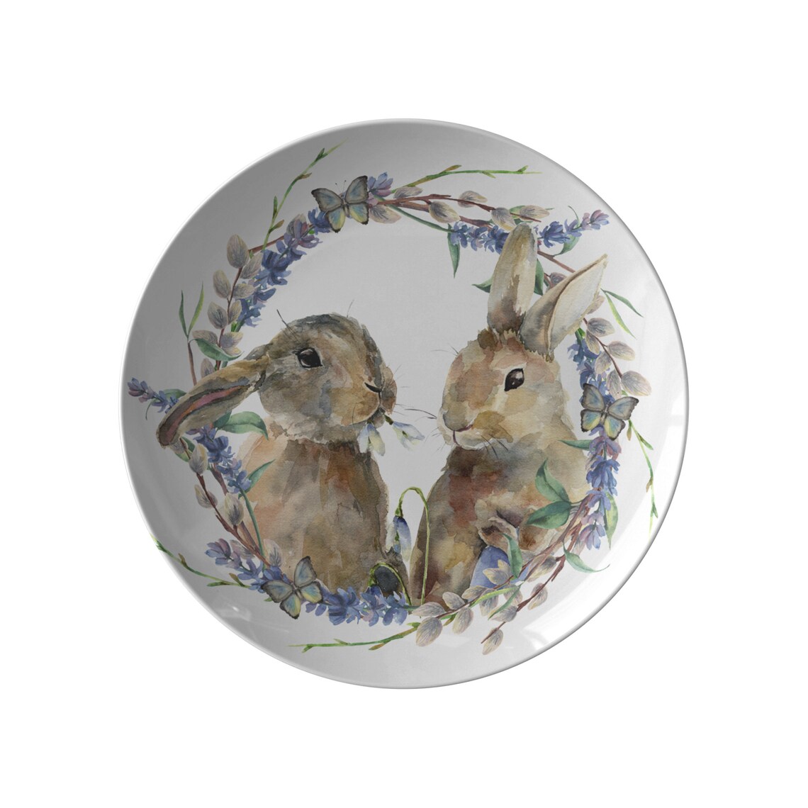 Spring Bunnies Dinner Plate Easter Rabbits Plate Set | Etsy