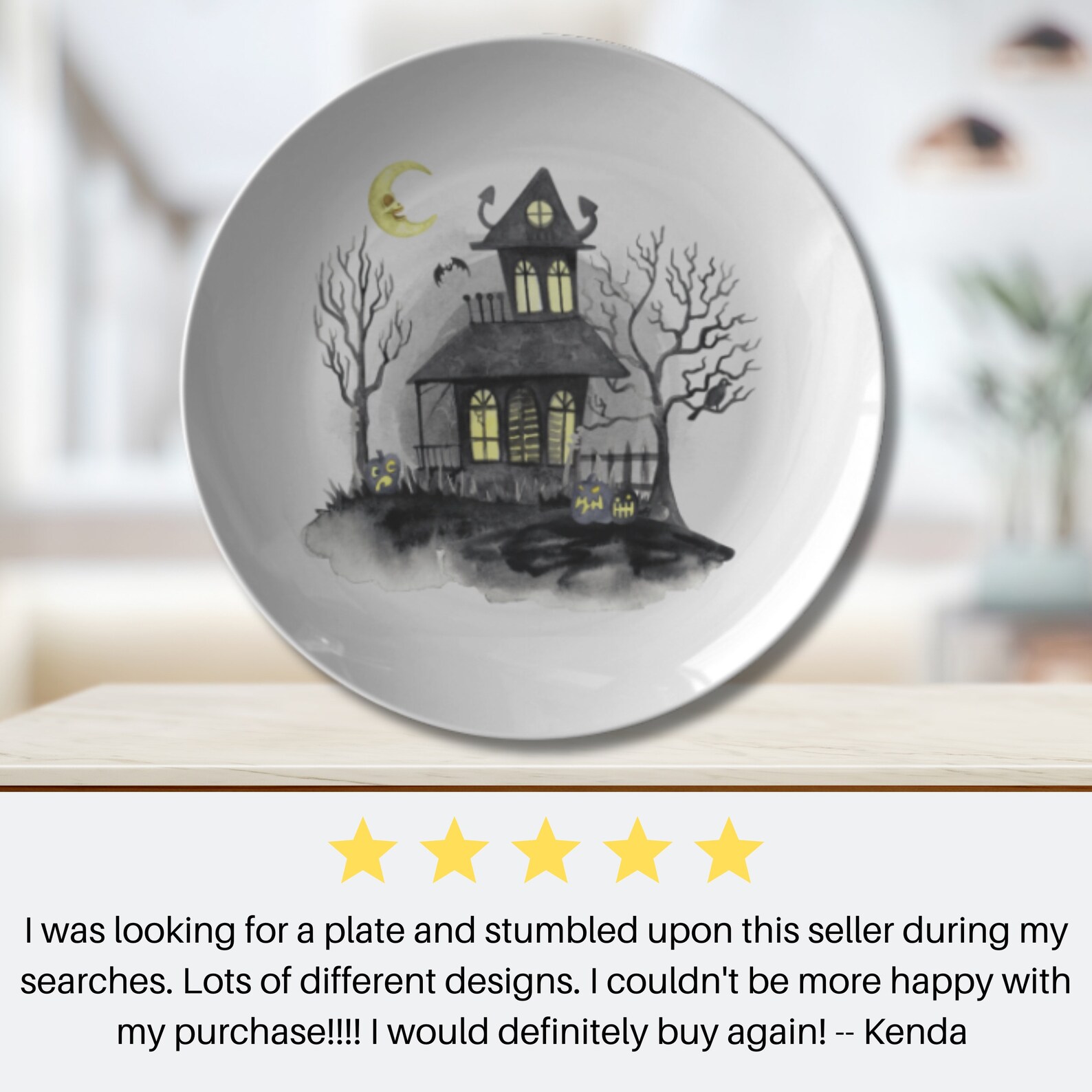 Spooky Haunted House Plates Perfect for Halloween Parties or Fall Table ...
