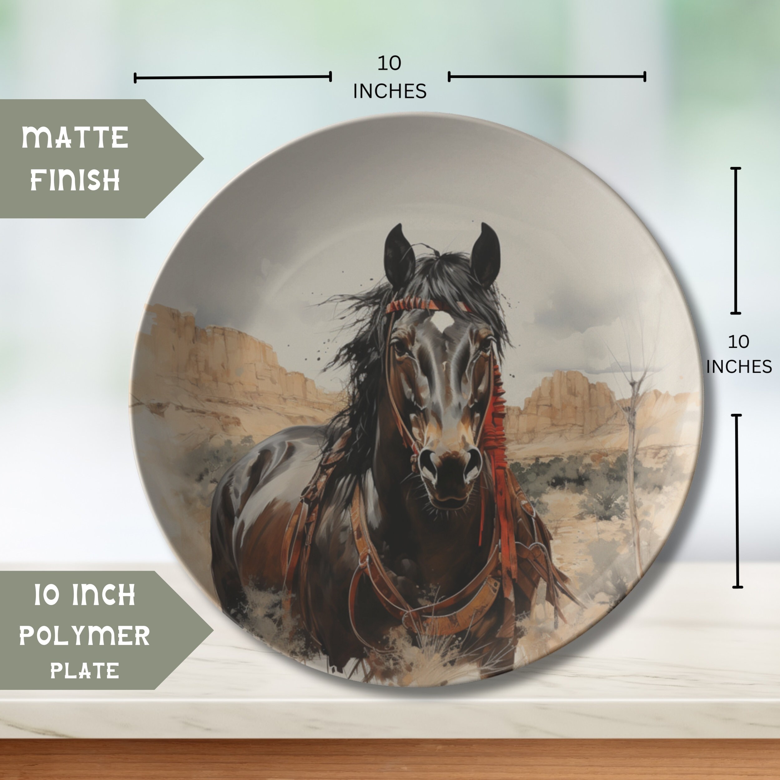 Horse Plate Apache Style Watercolor Horse Plates, Western Dinnerware ...