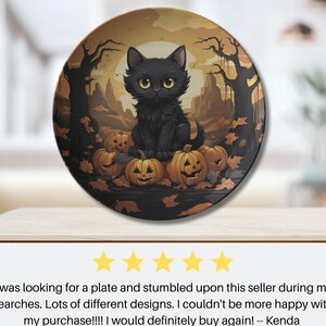 Halloween Black Cat Plate - Black Cat Dinnerware, Halloween Kitchen ...