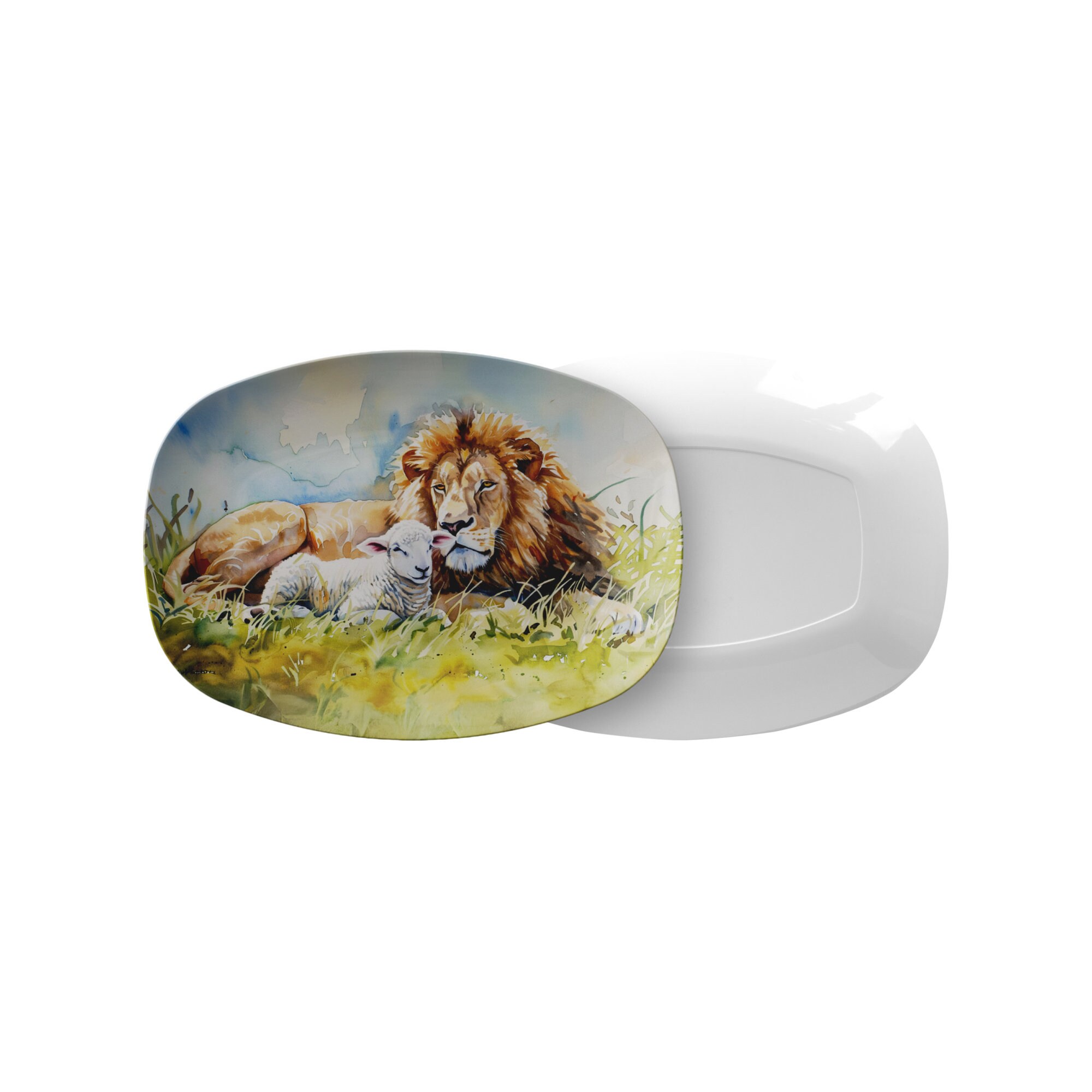 Lion and Lamb Platter - Christian Dinnerware, Religious Platter, Lion ...
