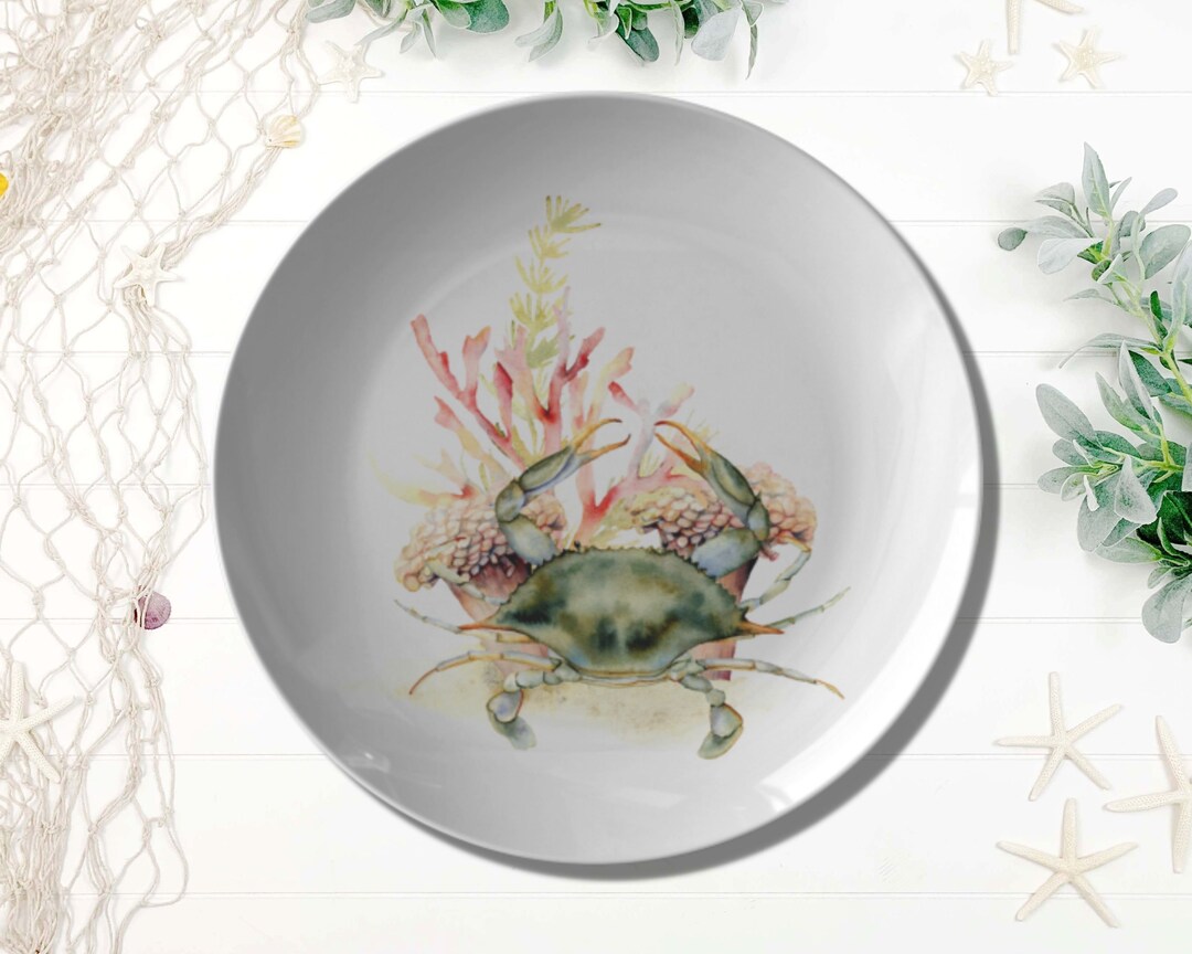 Sea Crab Dinner Plate - Coastal Dinnerware, Beach House Decorative ...