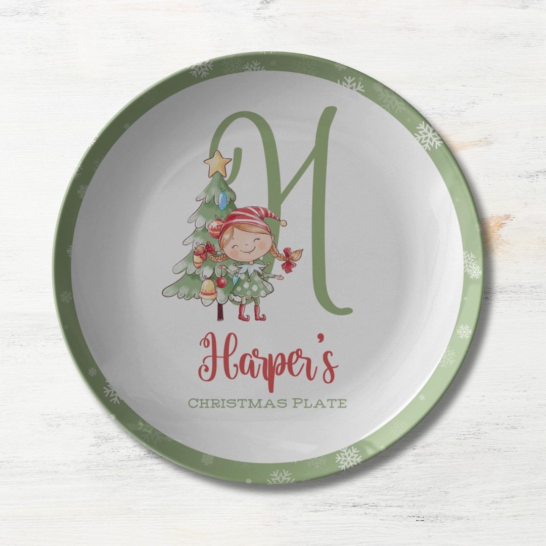 Personalized Christmas Plate, Cute Kid Elf Plate, Custom Holiday Plate ...