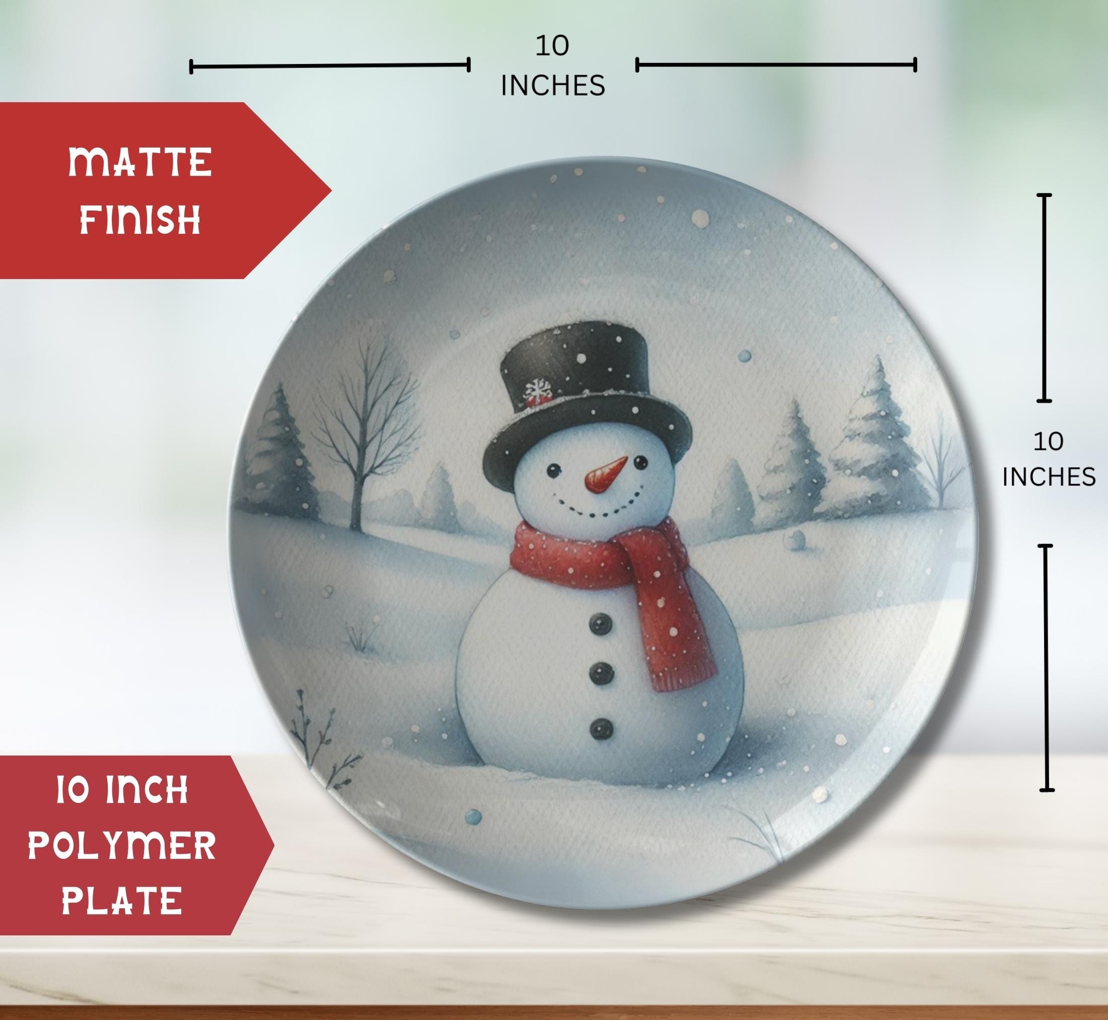 Snowman Christmas Plate – Winter Wonderland Decor, Festive Holiday ...