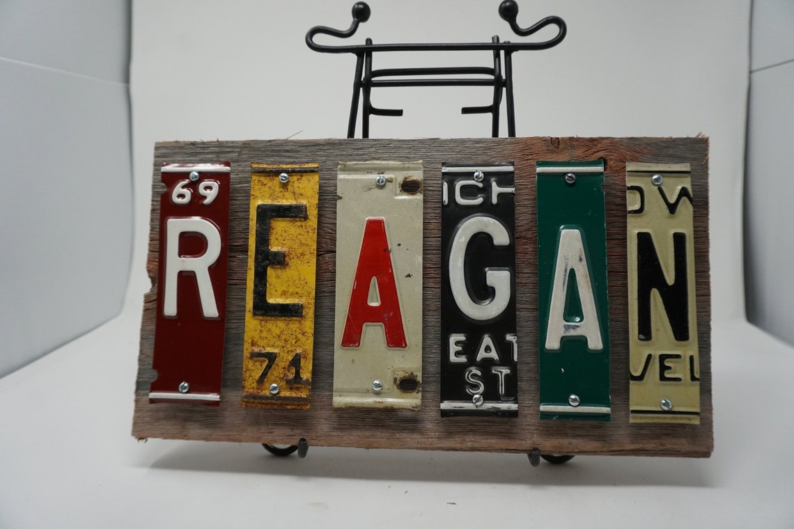 Ronald Reagan Sign - Vintage License Plate - Rustic Weathered Reclaimed ...