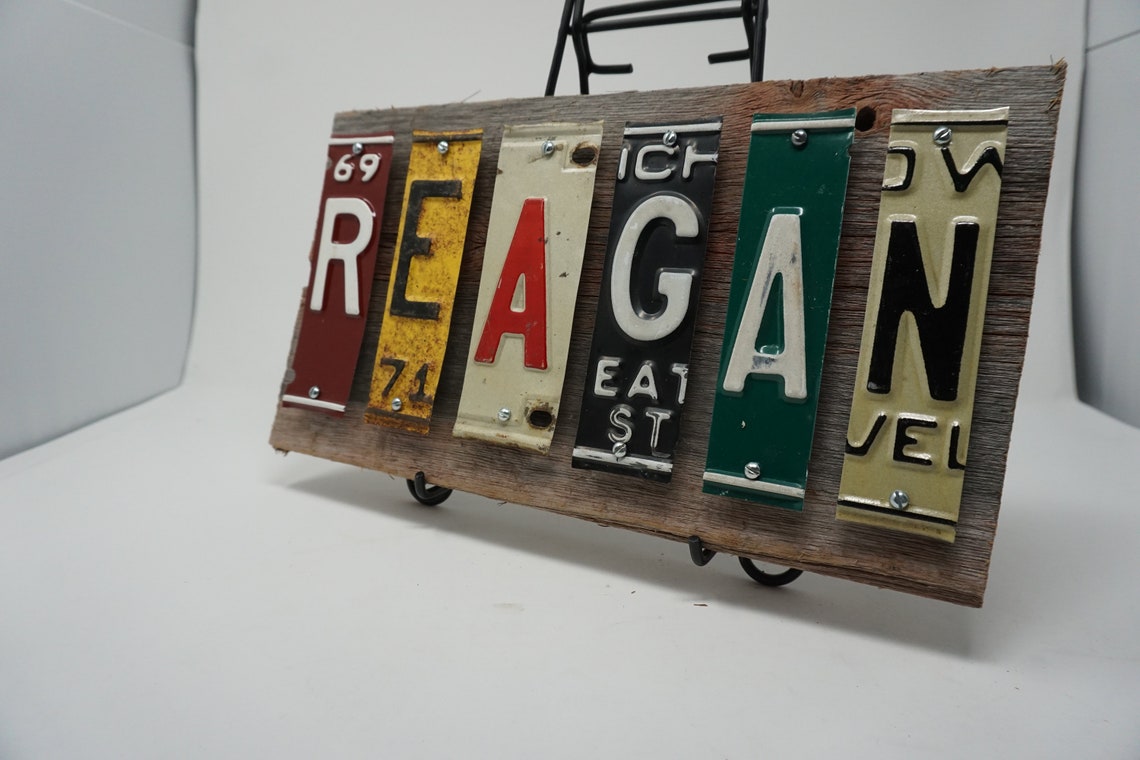 Ronald Reagan Sign - Vintage License Plate - Rustic Weathered Reclaimed ...