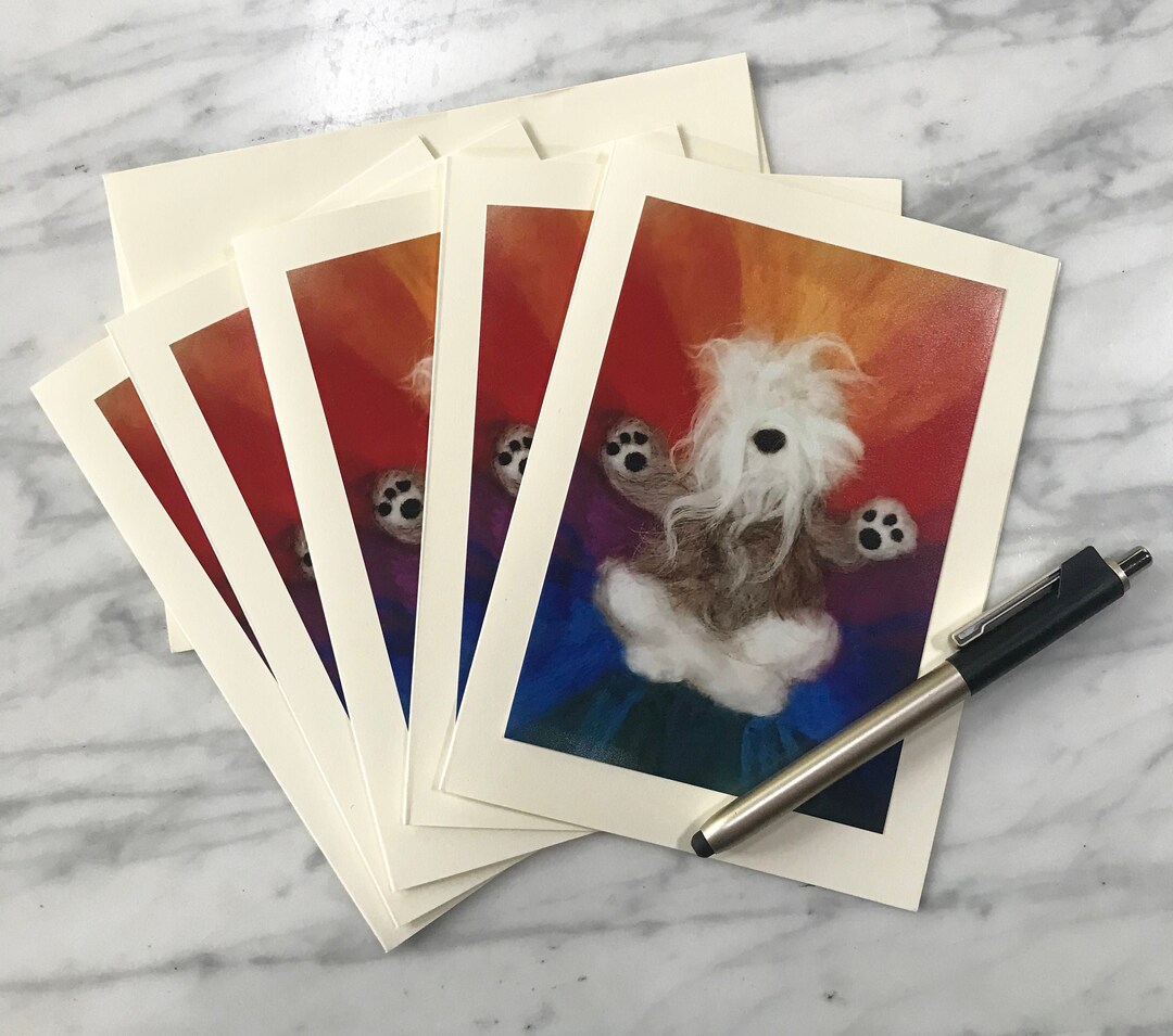 Peace, Love and Sheepies Old English Sheepdog Blank Note Cards, Pet Stationery, Fuzzy Dog Gift ...
