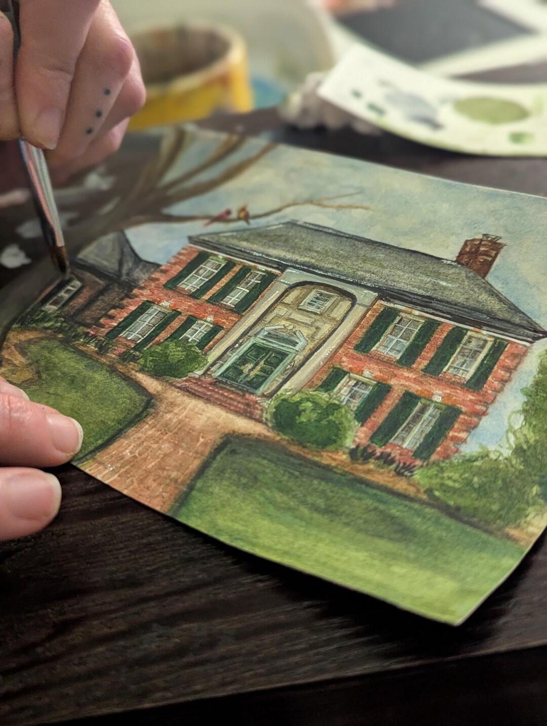 Hand Painted Custom House Portrait, Painting/ Watercolor/ Commission ...