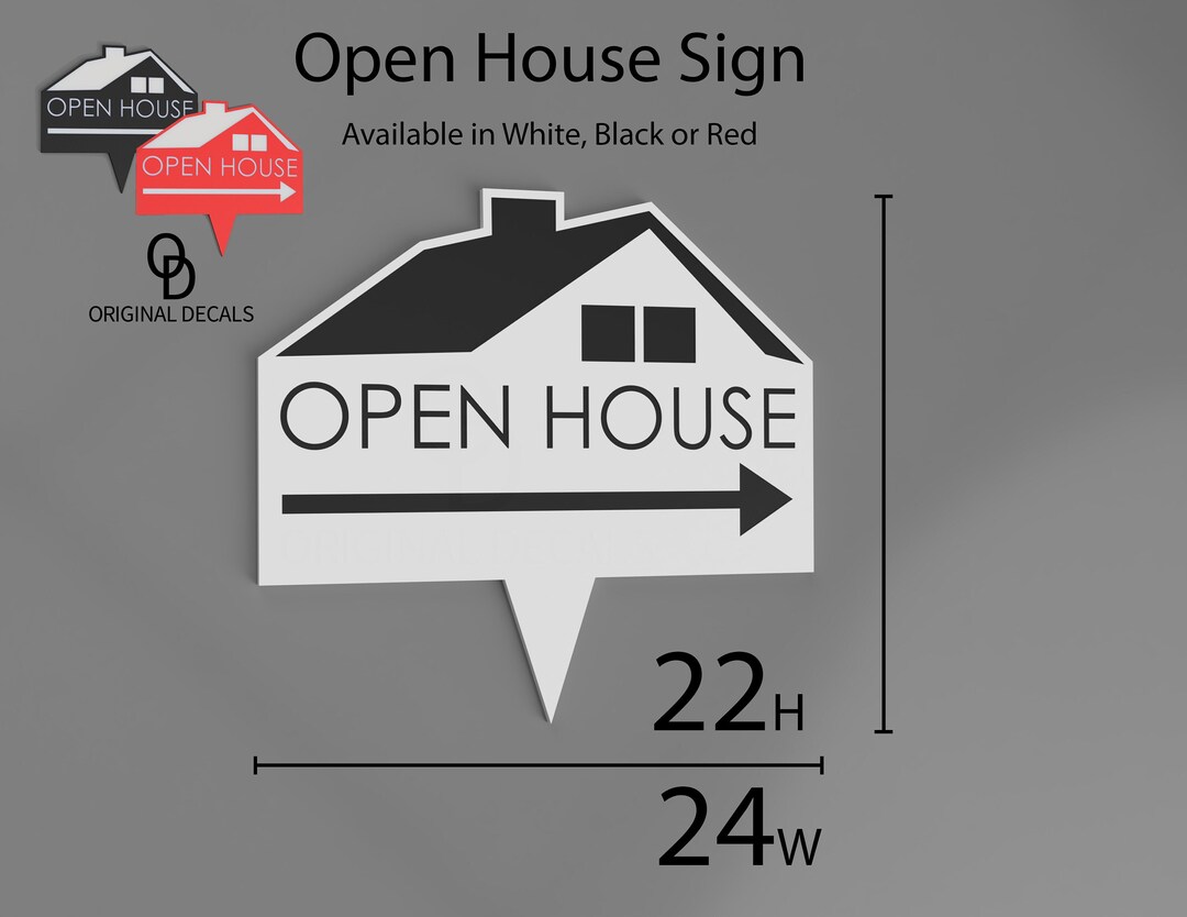 Modern Open House Sign Large Heavy Duty 24 X 22 1/2 Thick Marine Grade ...