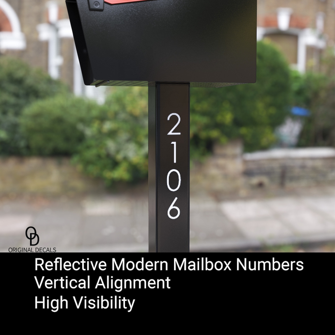 Vertical Mailbox Post Numbers - Reflective House Street Number Address ...
