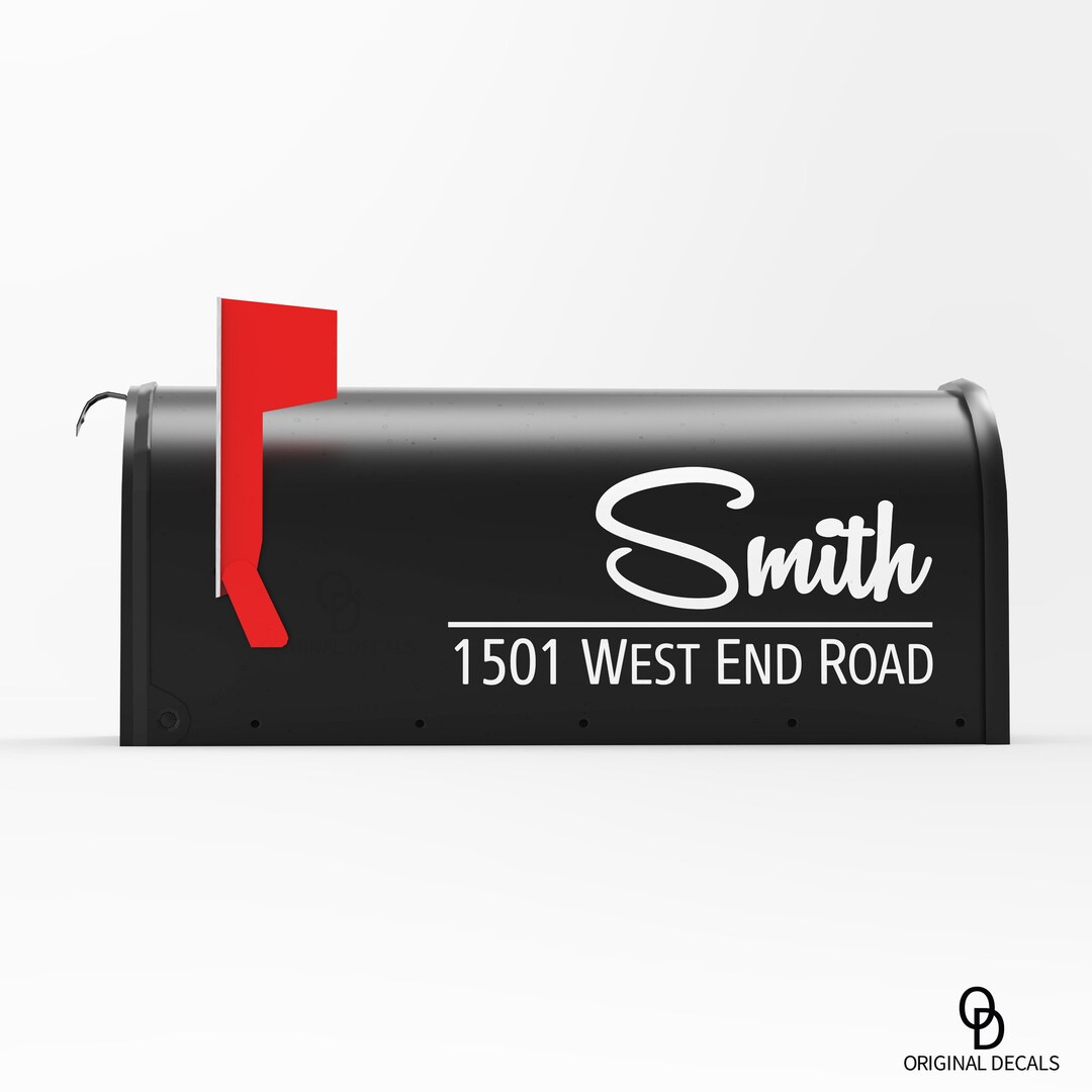 Mid Century Retro Mailbox Decal - Name - Street Address Vinyl Mailbox ...