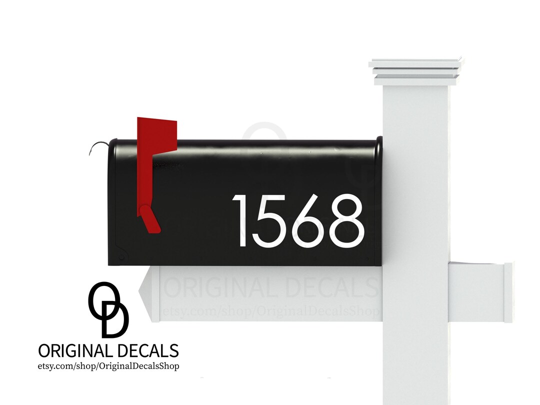 Mailbox Number Decals - House Numbers Mail Box Sticker - Modern Address ...