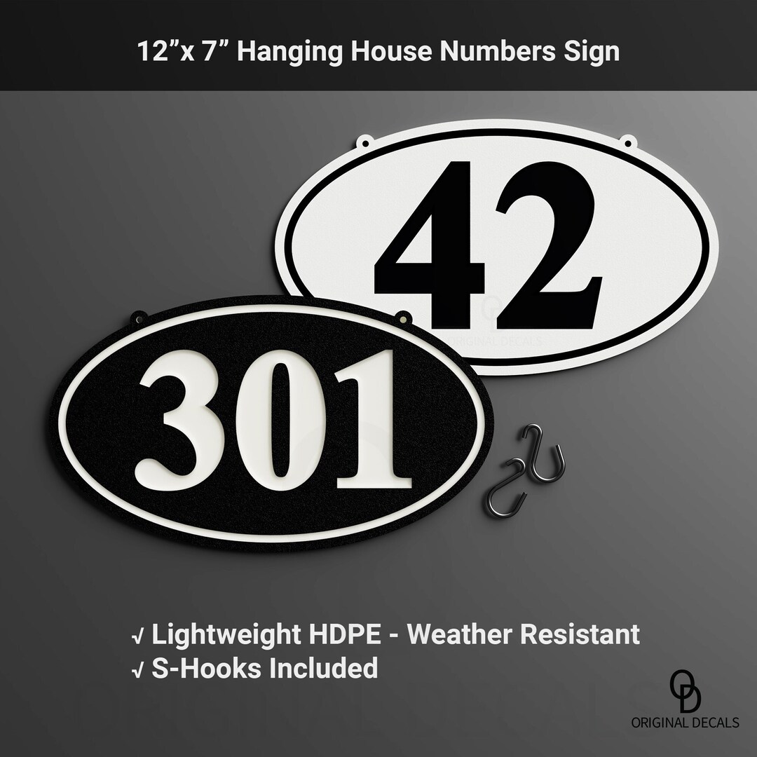 Bold Hanging House Numbers Sign - Personalized Thick House Numbers ...
