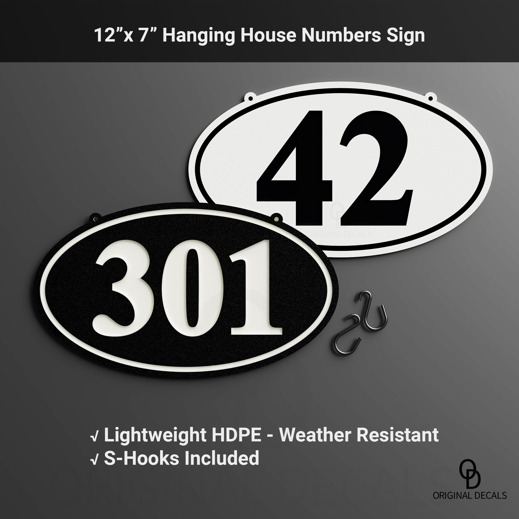 Bold Hanging House Numbers Sign - Personalized Thick House Numbers ...