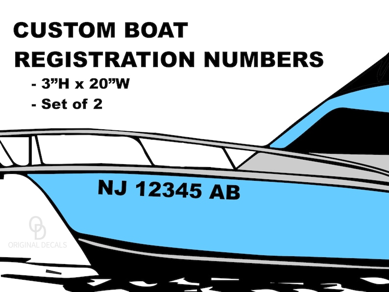 Boat Registration Number Decal Set of 2 Watercraft Letters & - Etsy