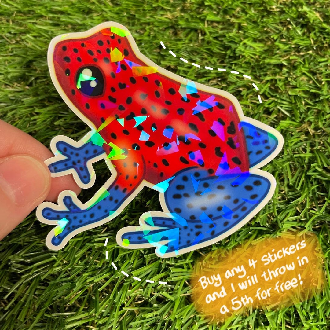 Strawberry Poison Dart Frog Sticker - Holographic - Frogs - Cute Frogs ...