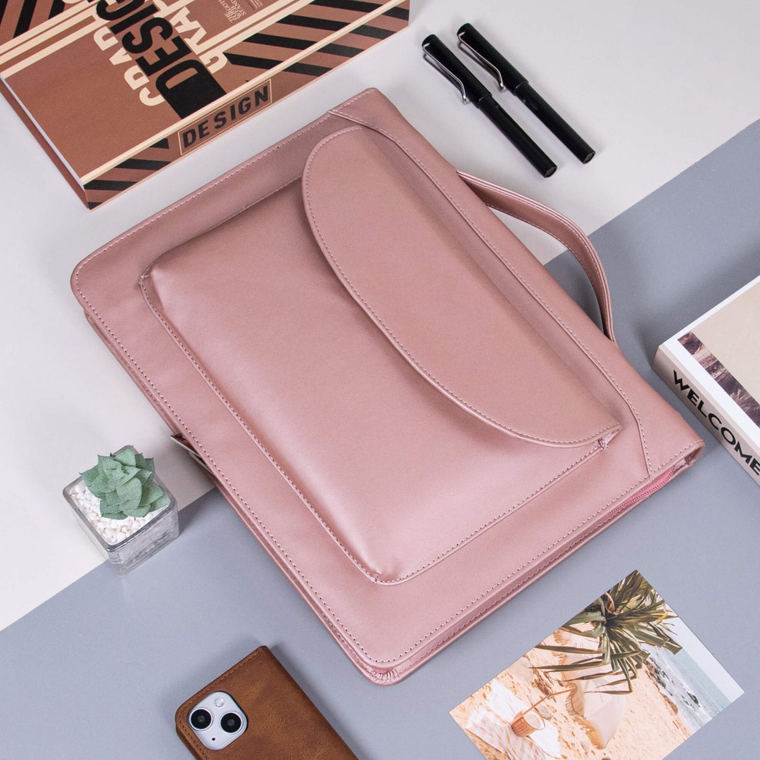 Custom Pink Pu Leather Portfolio,personalized Leather Padfolio With ...