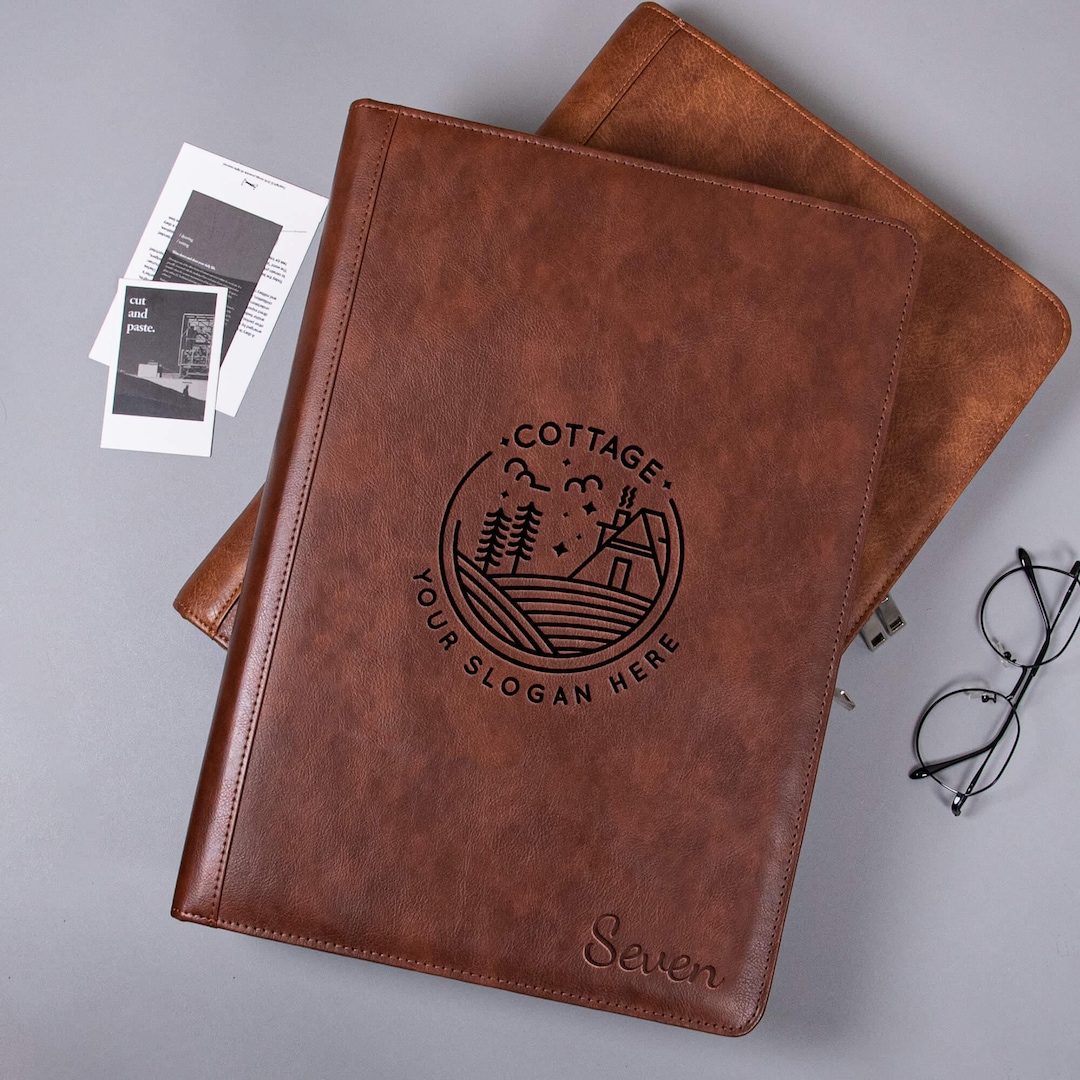 Custom Leather Portfolio, Engraved Logo Leather Portfolio, Personalized ...