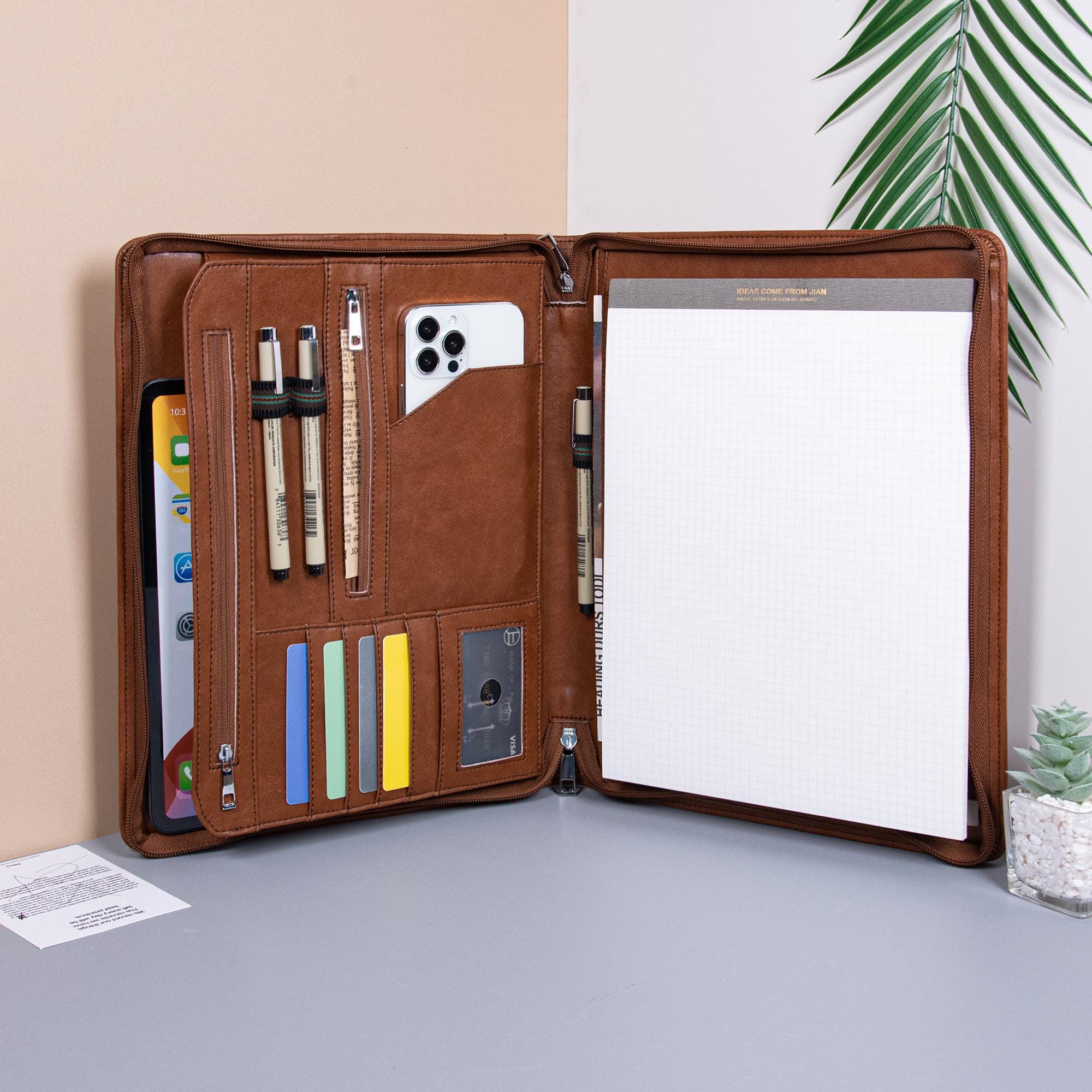 Personalized Black Vegan Leather Portfolio, Business Padfolio ,custom ...