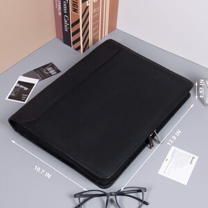 2/3/4R Binder Crazy Horse Leather Portfolio,personalized Document Organizer With Zipper,a4 ...