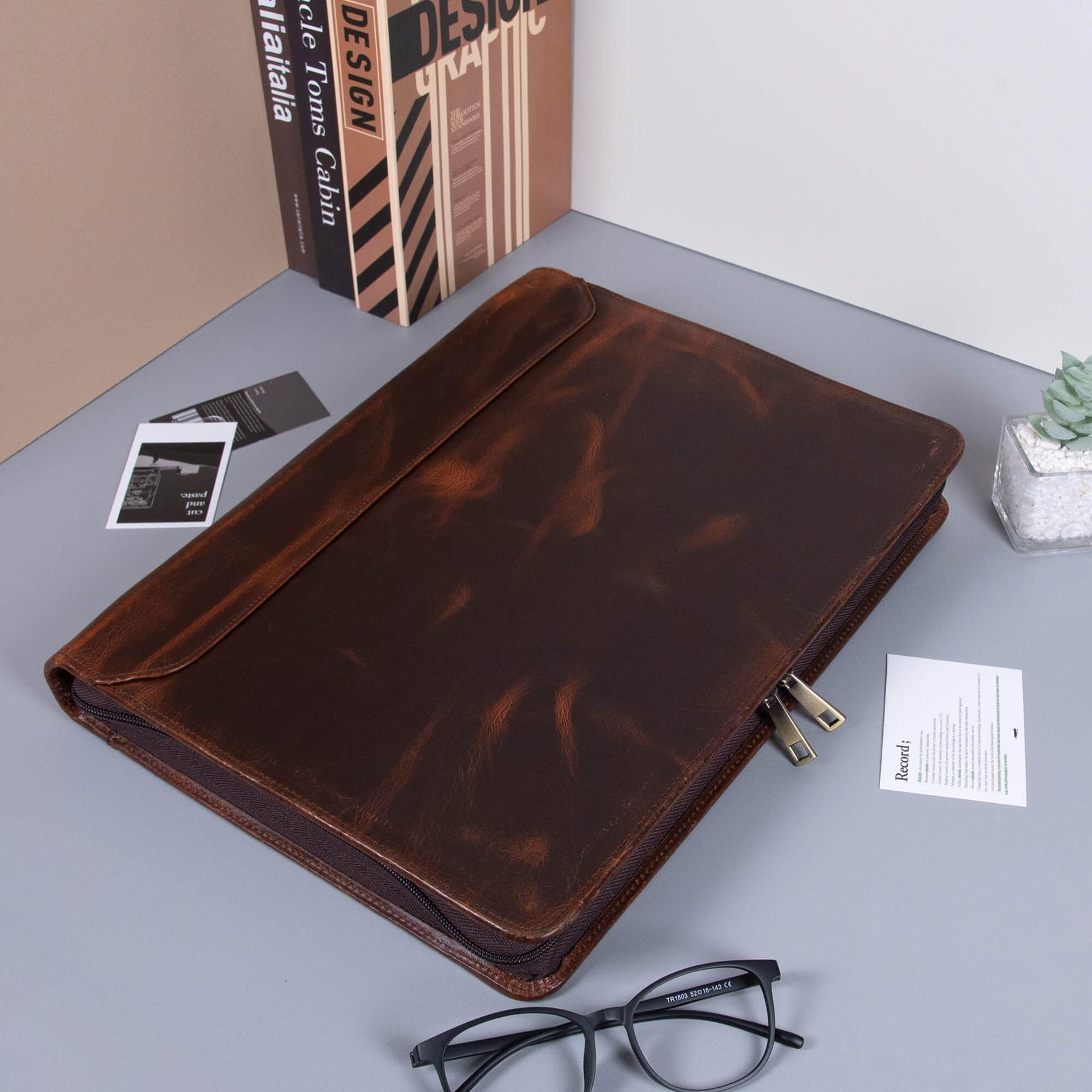 Name& Logo Engraved Genuine Leather Portfolio, 3-ring Binder ...