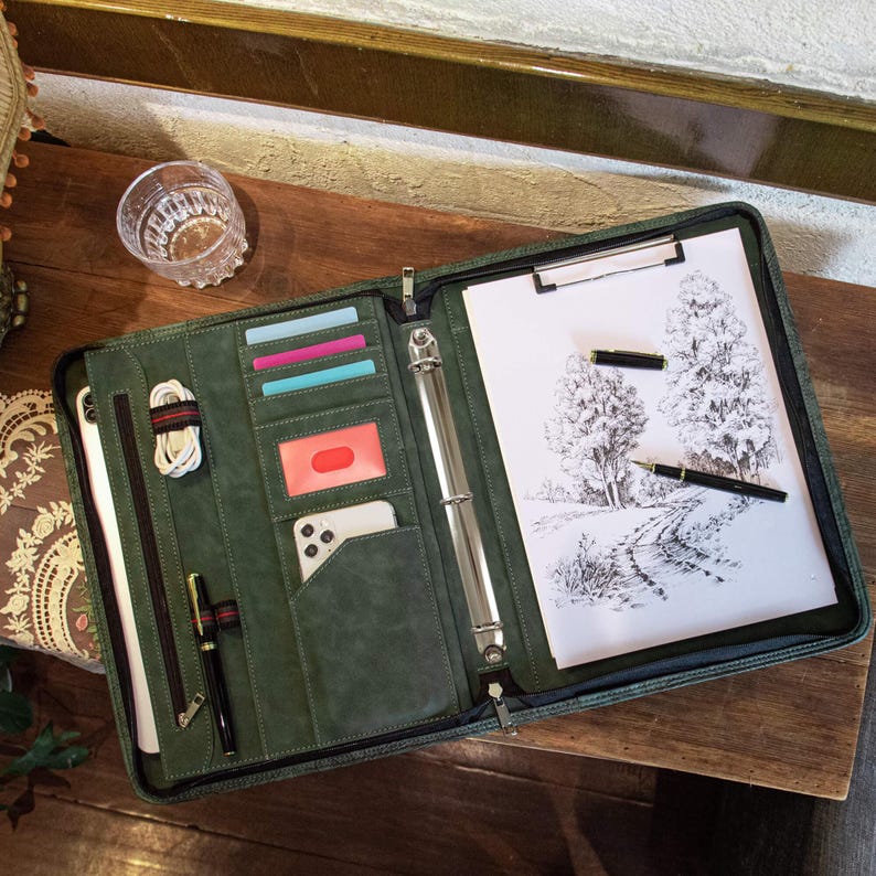 Embossed Leather Portfolio, Custom Notebook Cover, Personalized 2/3/4 ...