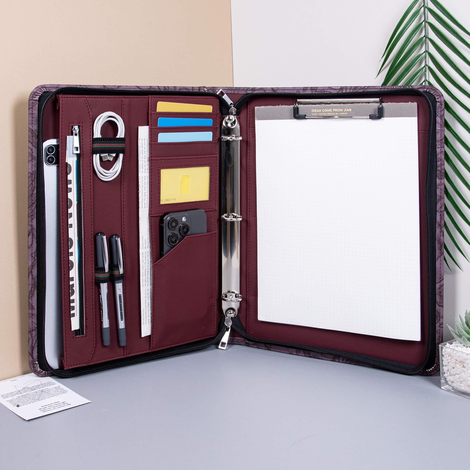 Personalized A4 Pu Leather Portfolio,3-ring Binder Padfolio,engraved ...