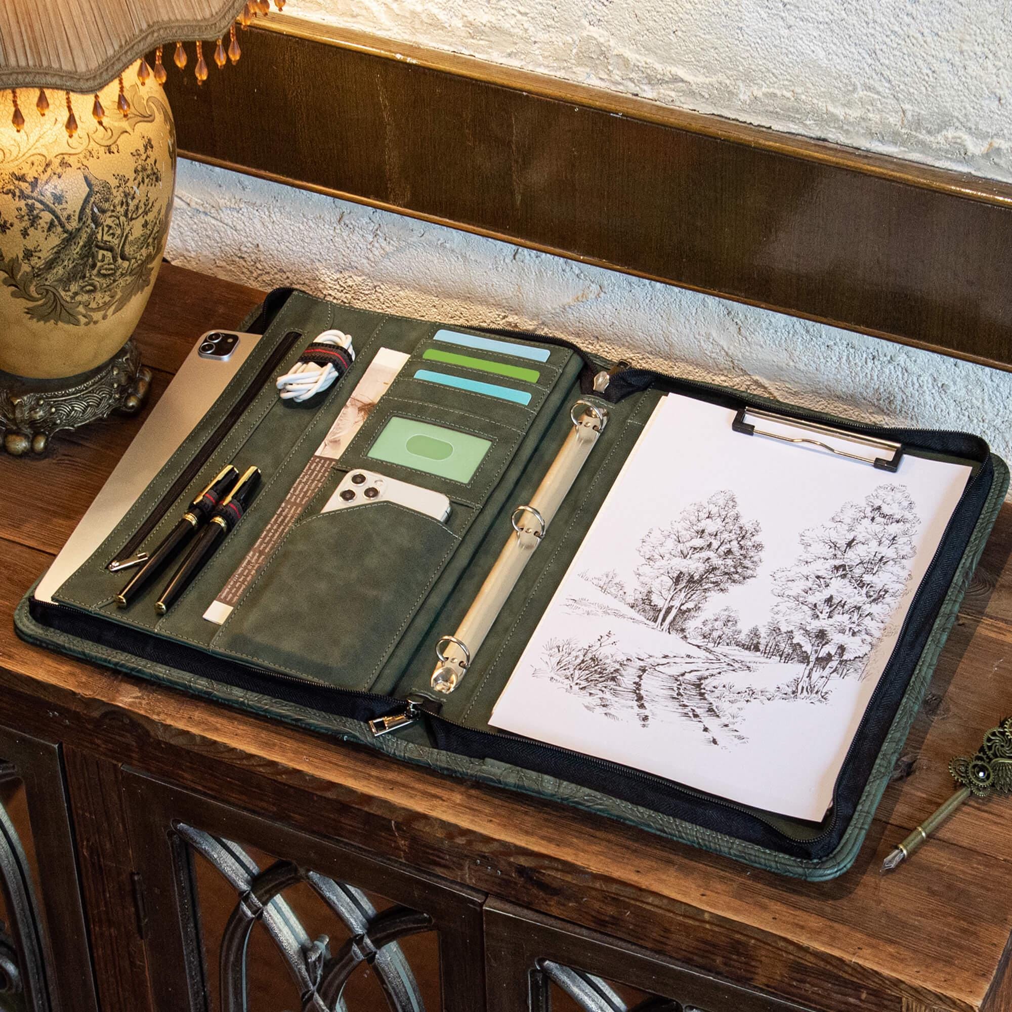 Personalized 3-ring Binder Portfolio, Embossed PU Leather Padfolio ...