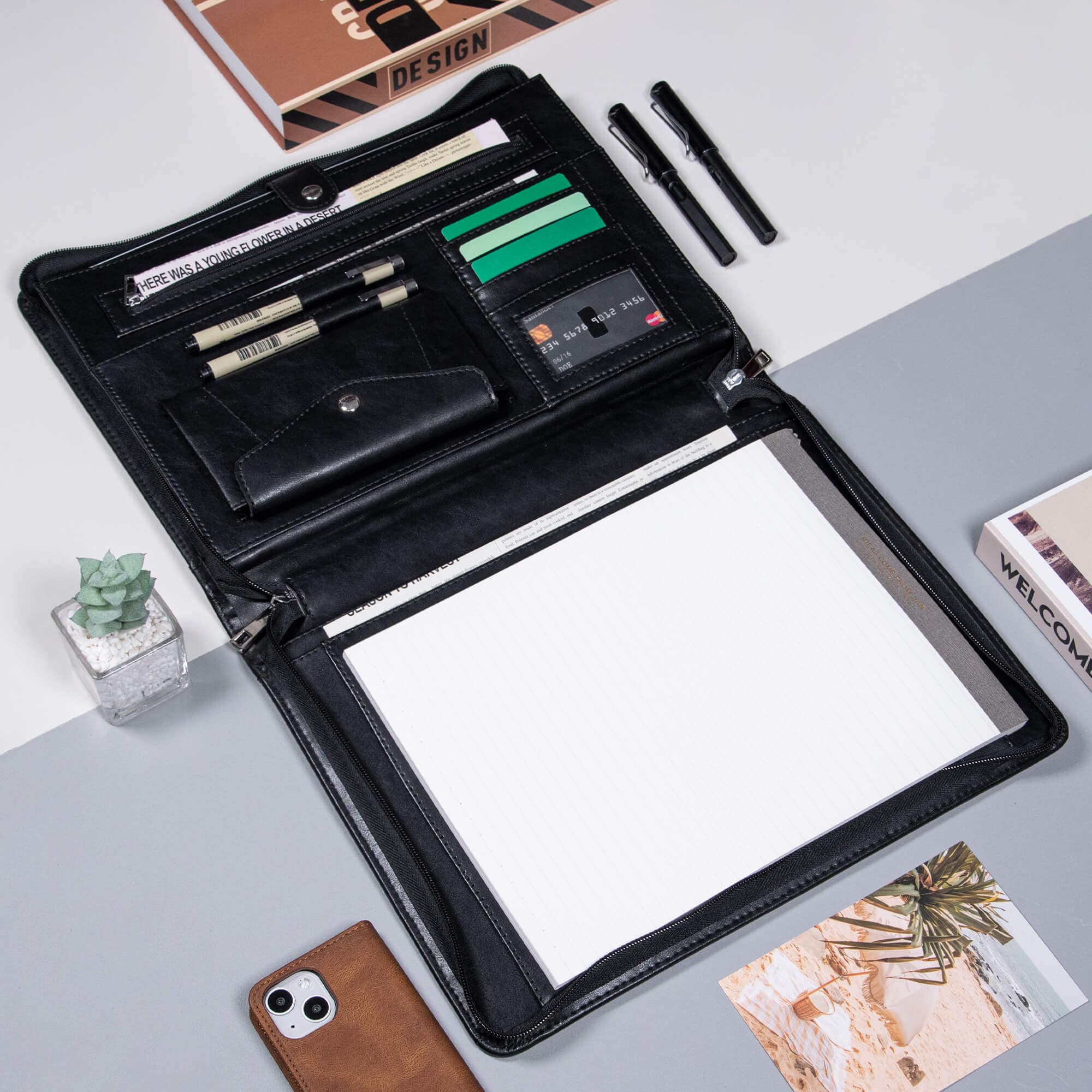 Personalized Vegan Leather Portfolio, Office A4 Notepad Holder With ...