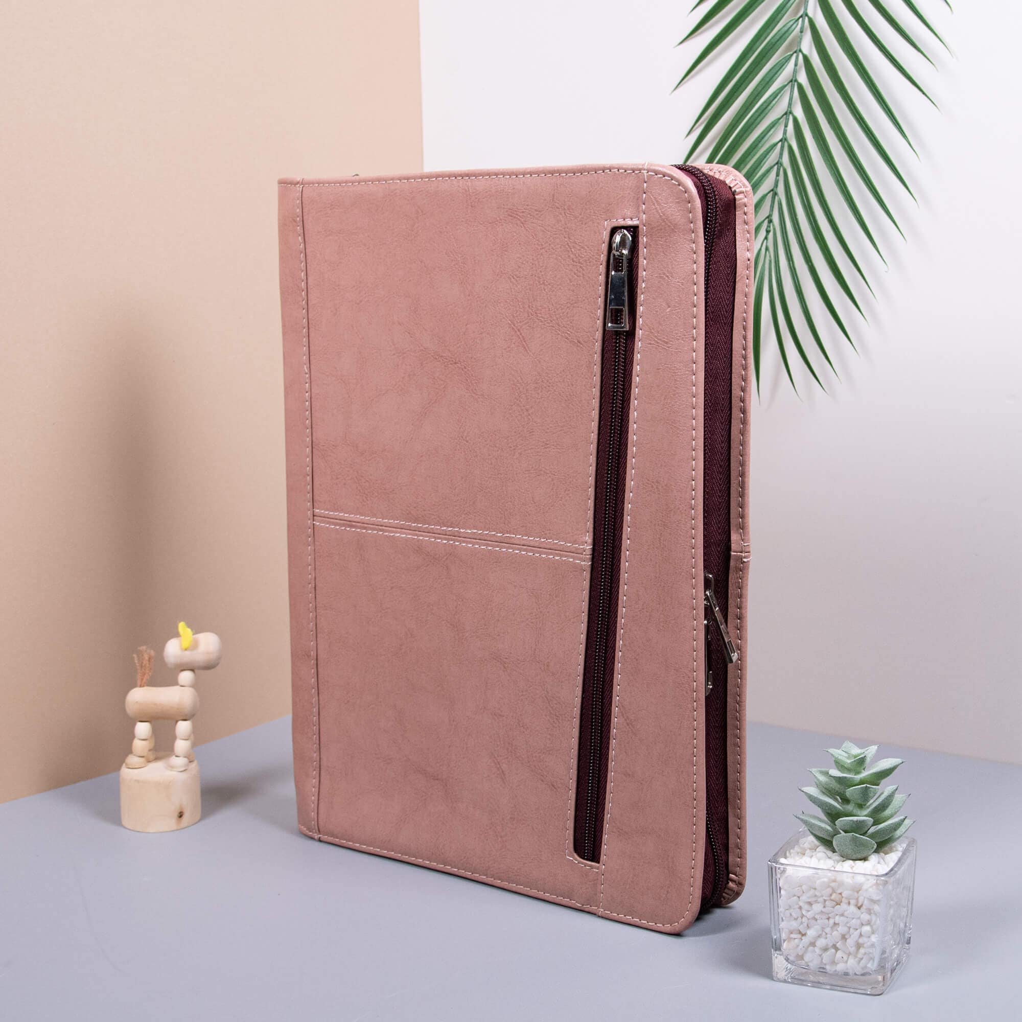 Custom Pink Vegan Leather Portfolio,office Leather Padfolio for Women ...