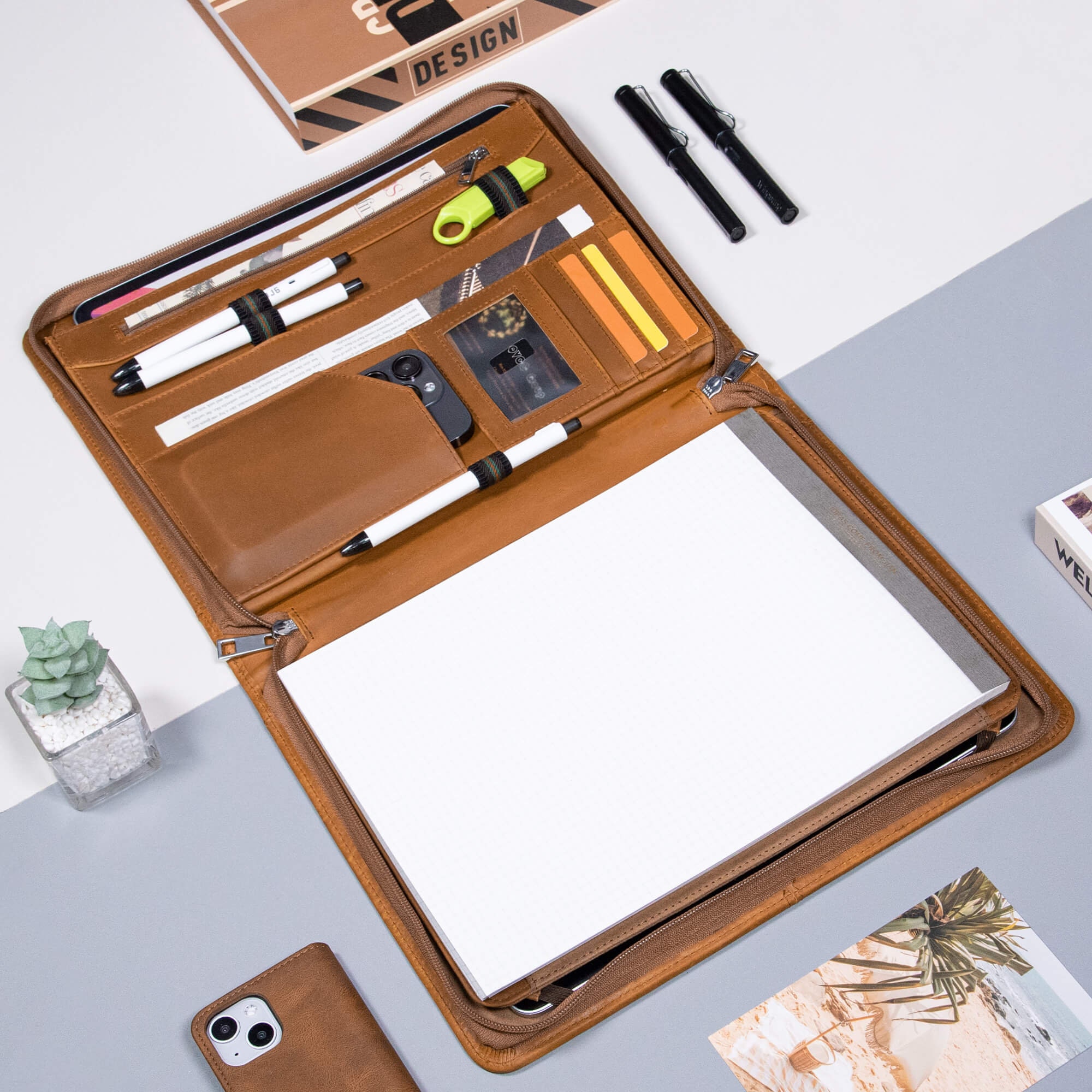 Personalized Crazy Horse Leather Portfolio, Engraved Business Padfolio ...