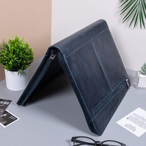 Navy Blue Leather Portfolio Organizer,personalized Pu Leather Padfolio ...