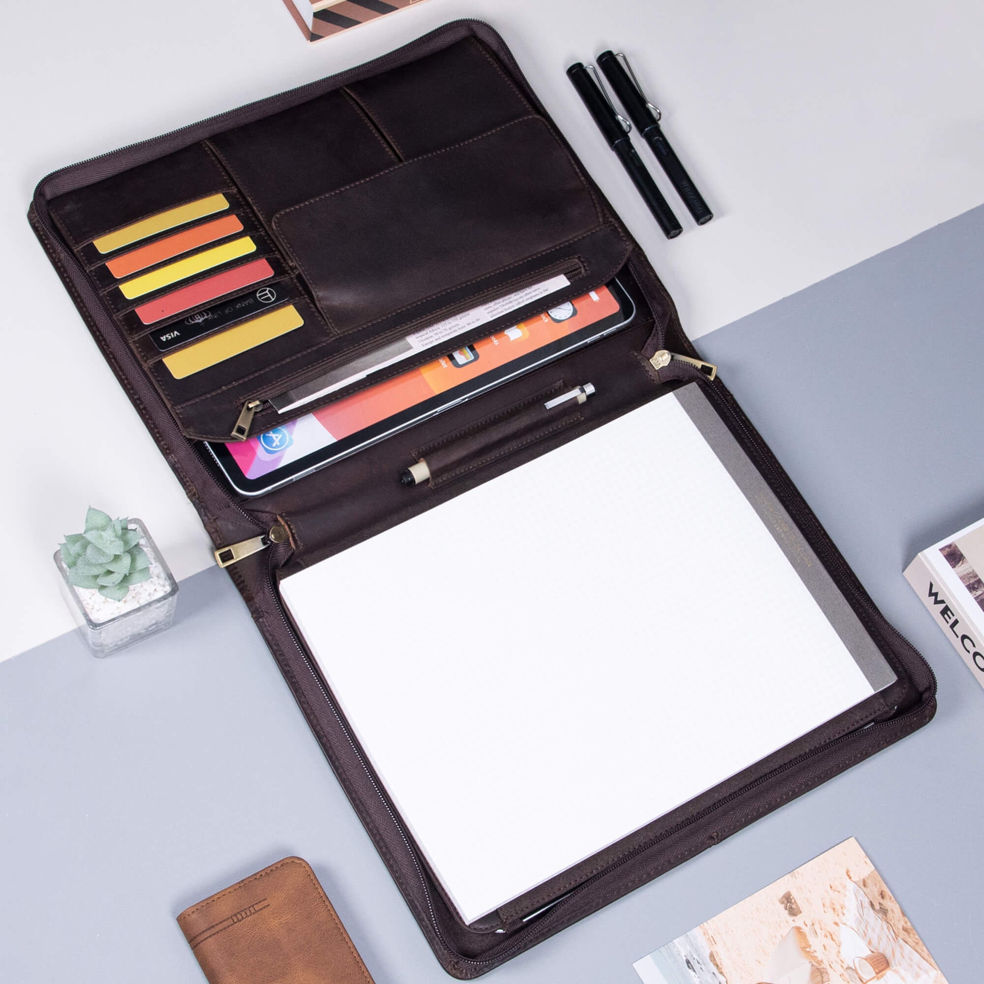 Engraved Crazy Horse Leather Portfolio,personalized Office Document ...