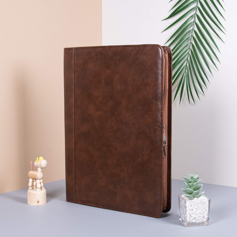 Dark Brown Pu Leather Portfolio,custom Leather Business Padfolio,a4 ...