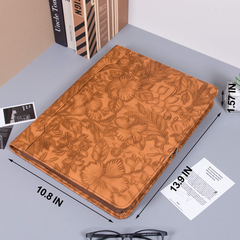 Embossed Pu Leather Portfolio,personalized Document Storage for Her,monogrammed Leather Folder ...