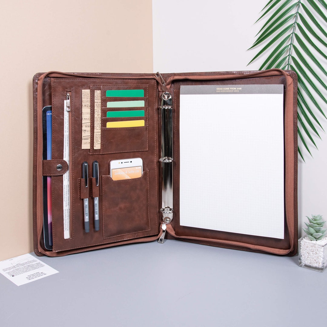 Personalized Pu Leather Business Portfolio, Custom Padfolio With 3ring ...