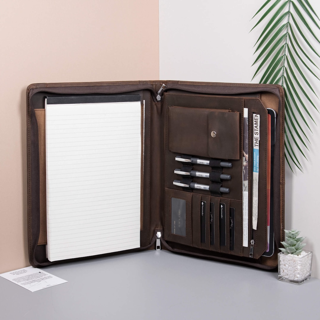 Personalized Crazy Horse Leather Padfolio,custom Business Portfolio for ...