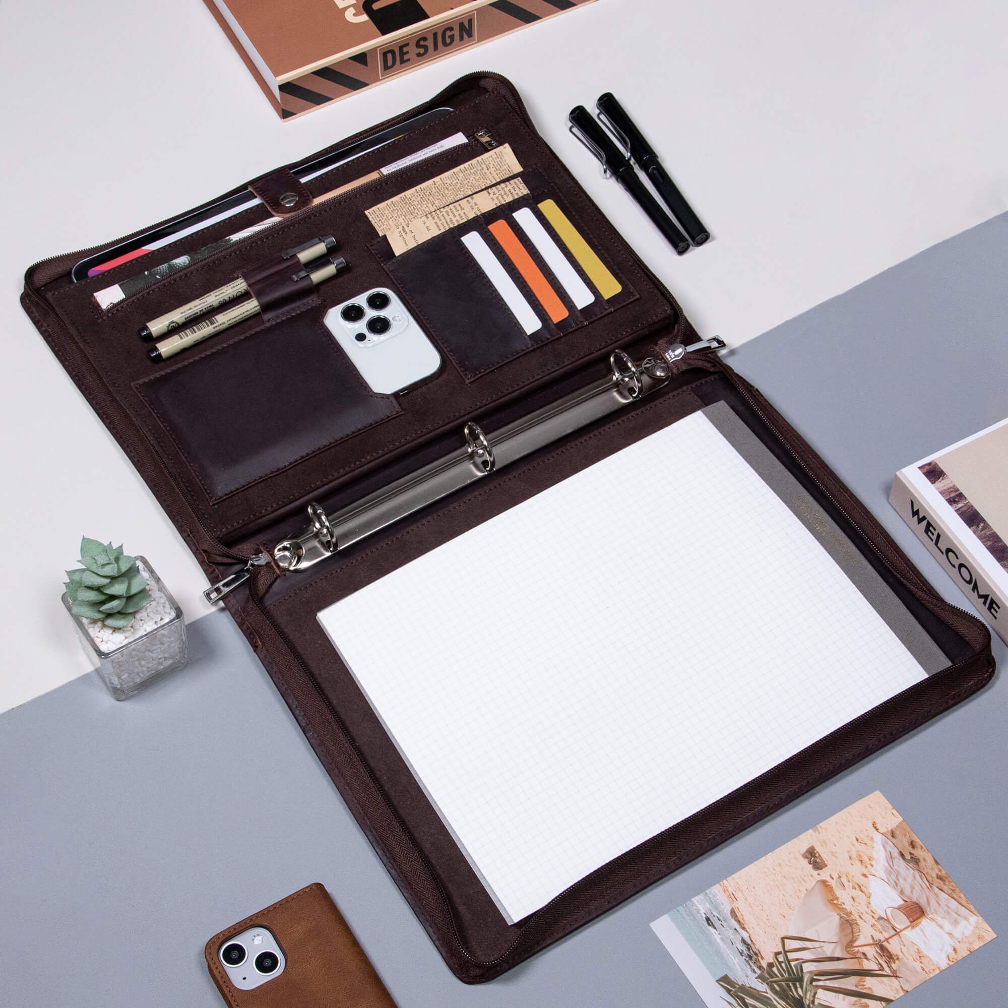 Personalized Crazy Horse Leather Portfolio,custom Leather Business ...